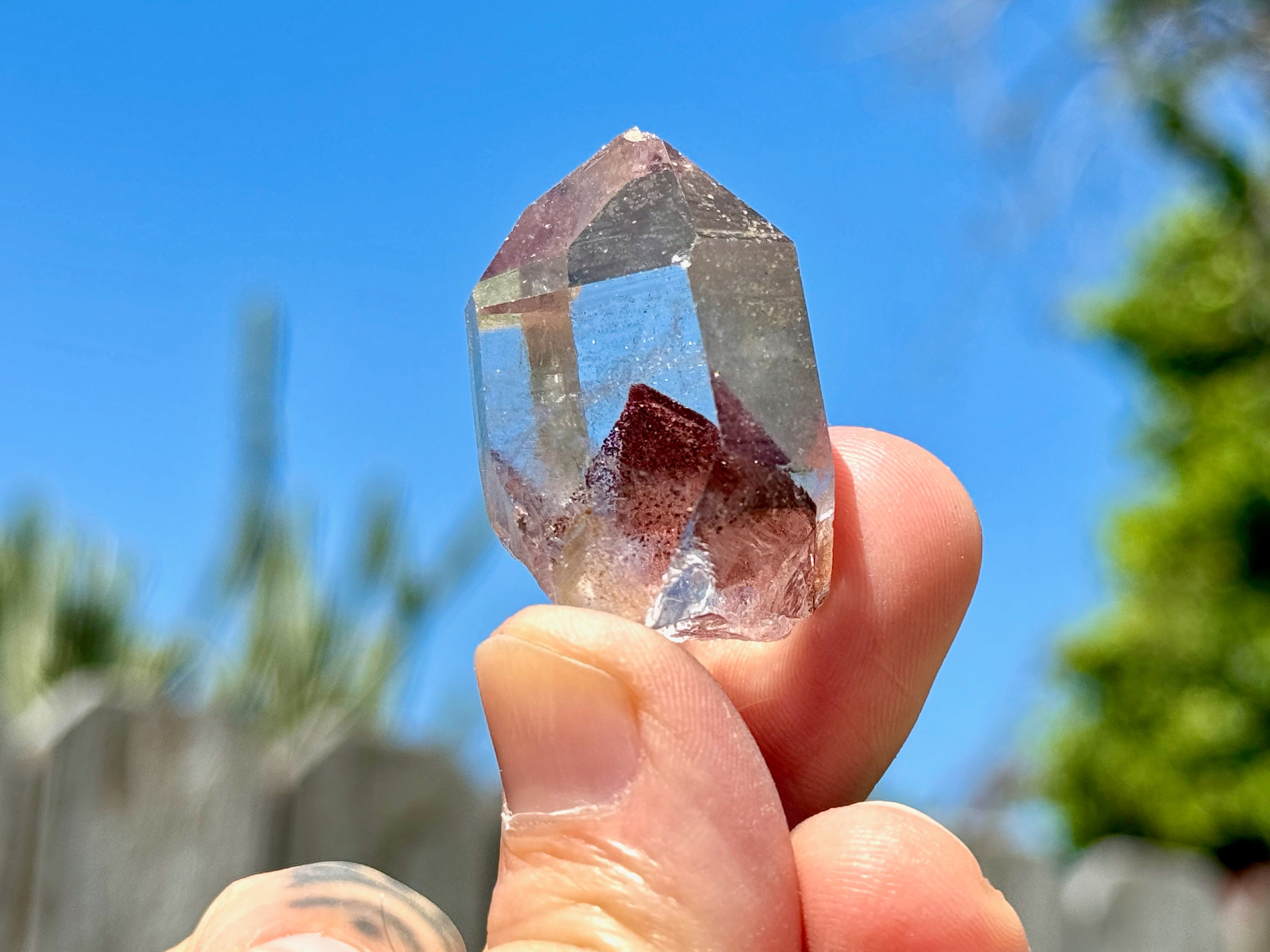Sunset Phantom Quartz with Red Hematite Pyramidal Phantom, Rare Find ...