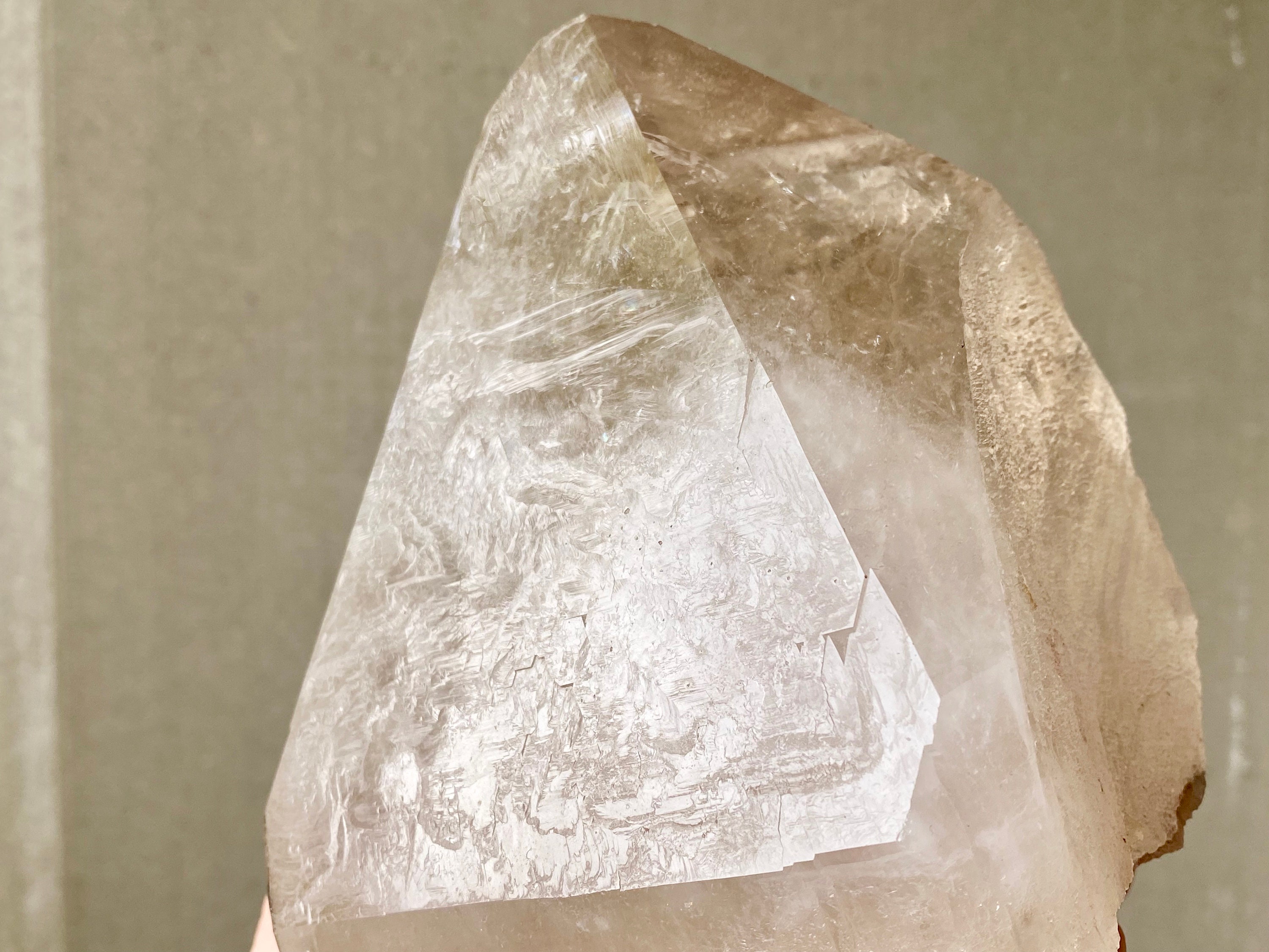 Giant Pyramidal Quartz with Mild Citrine Inclusion and Trigons, Massive ...
