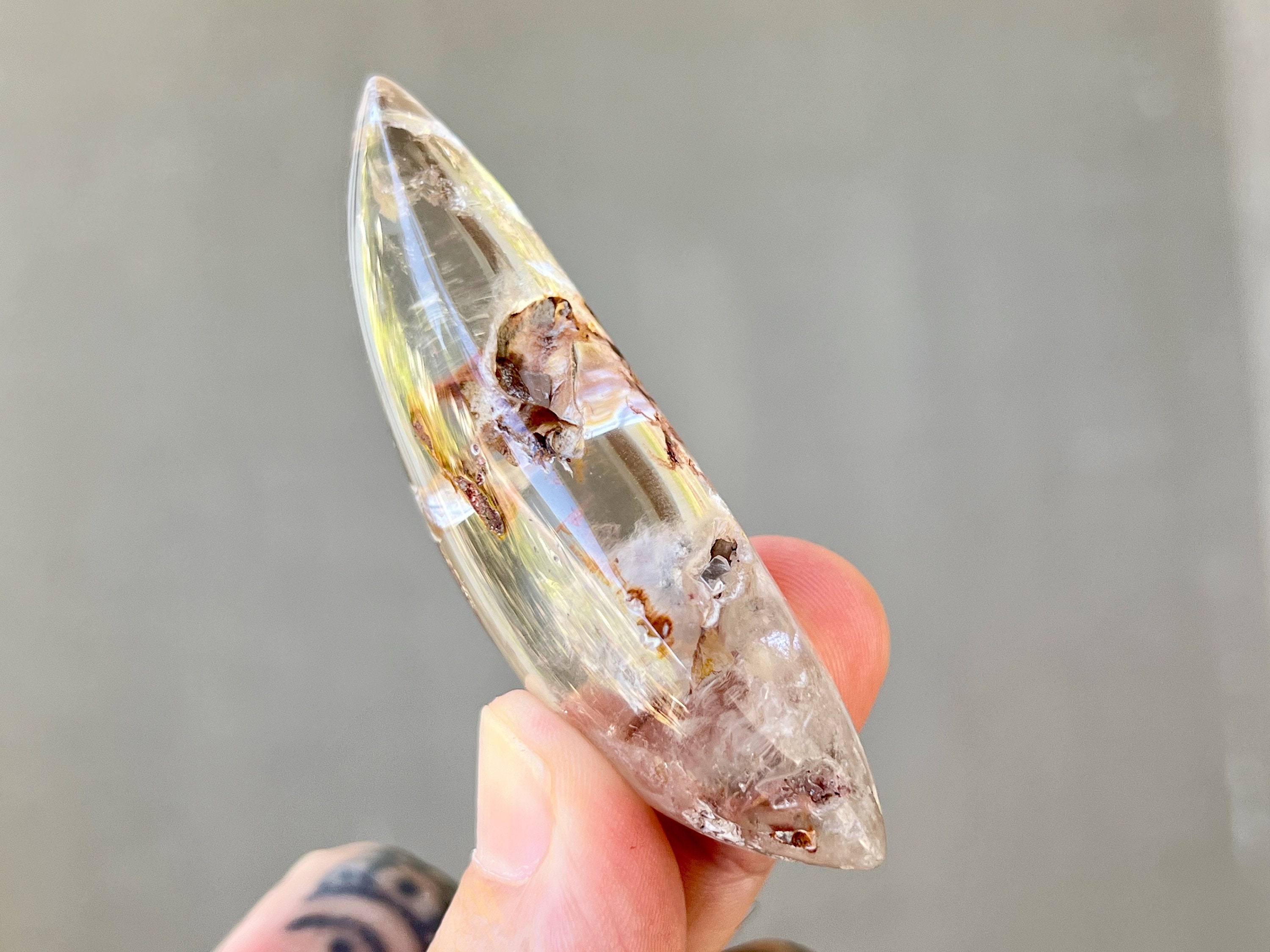 Quartz Crystal Ovular Dome with Dark Red Hematite Inclusions, Water ...