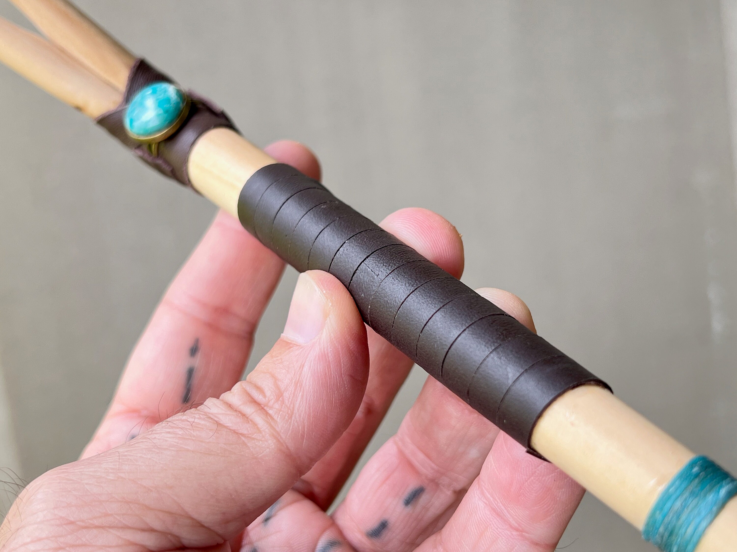 Double Tepi (kuripe) pipe with Cloud Mountain Turquoise, Solid Wood ...
