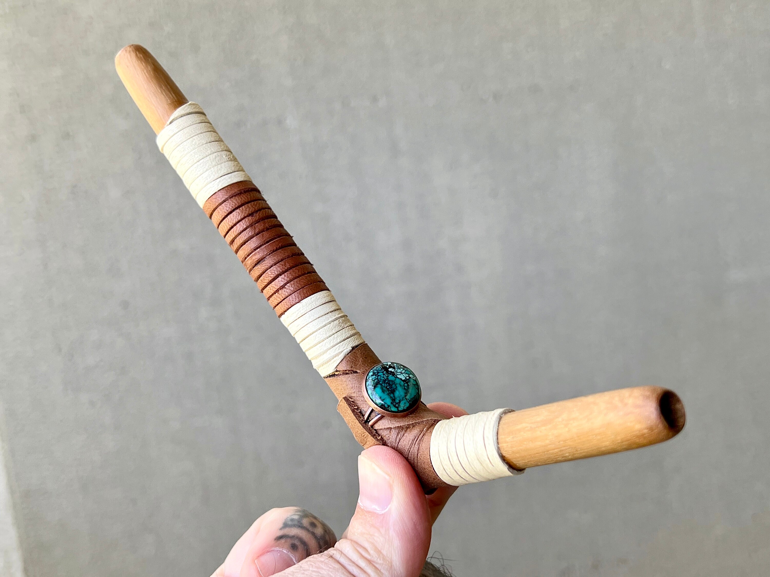Tepi (kuripe) pipe with Cloud Mountain Turquoise, Solid Wood Tepi ...