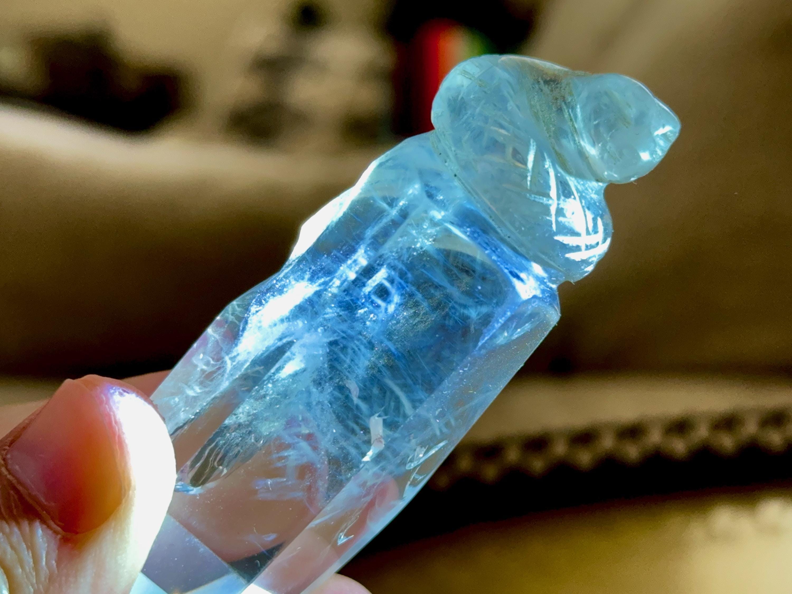 Andean Crystal Serpent by Peruvian Artist Mario Deza, 83g, Carved from ...