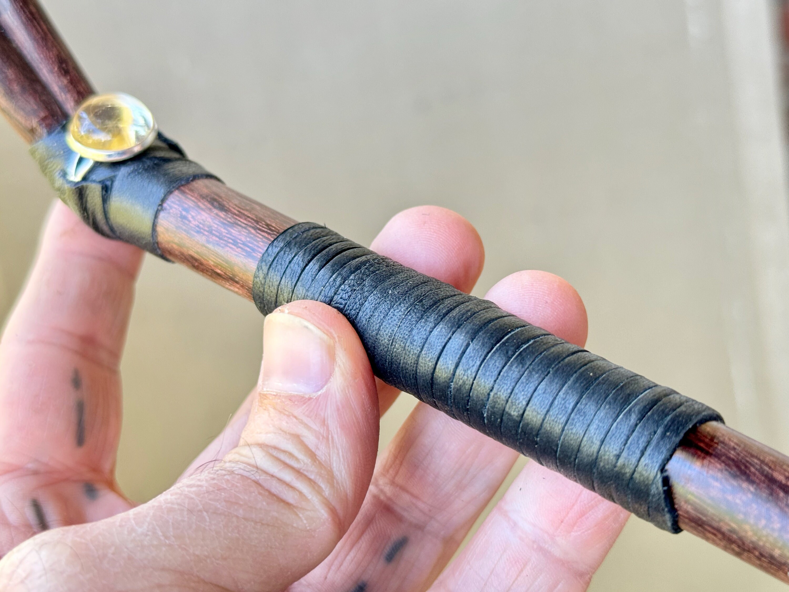 Double Tepi Pipe with Citrine, Solid Dark Tamarind Wood Tepi ...