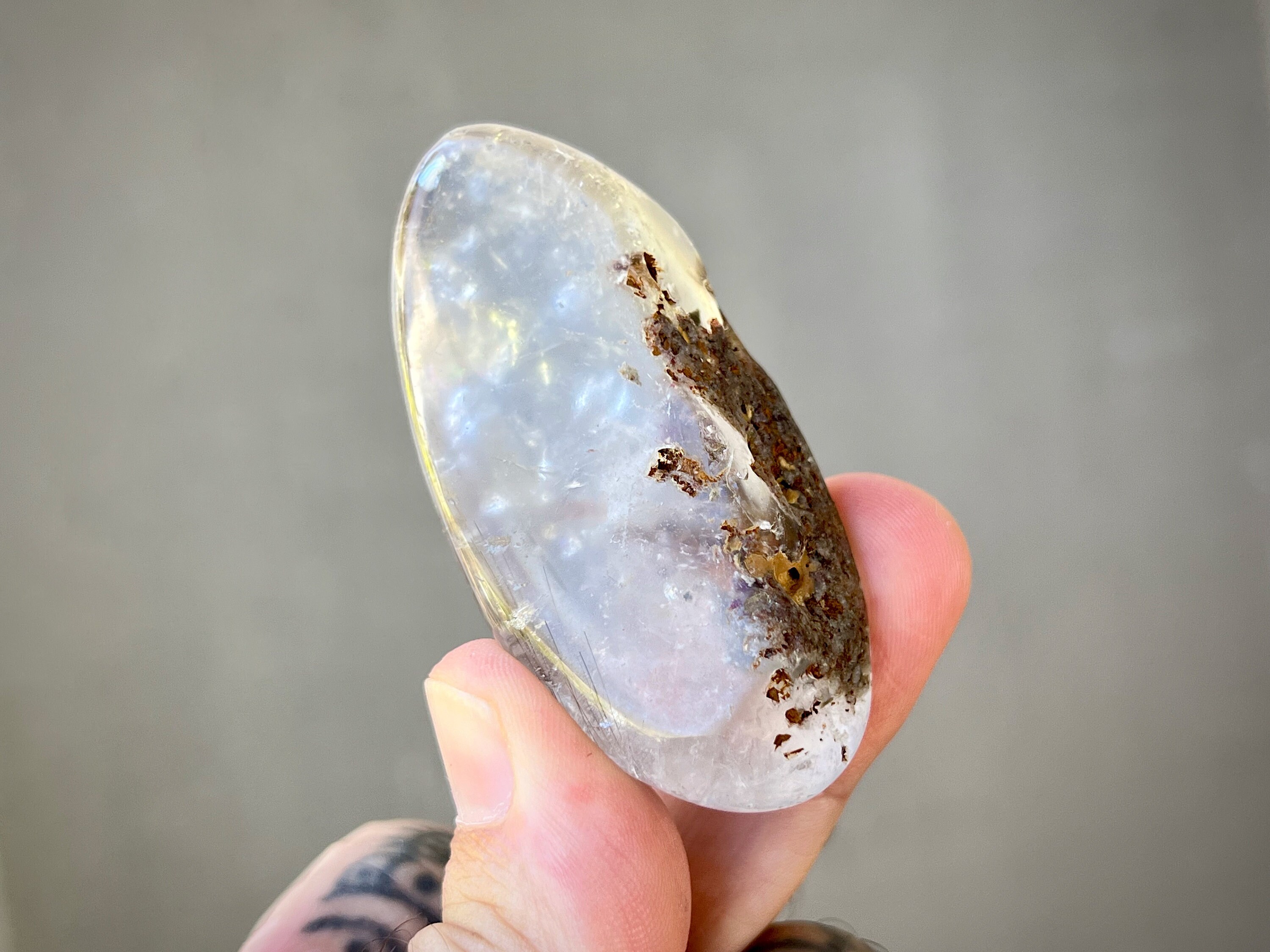Quartz Crystal Ovular Dome with Dark Red Hematite Inclusions, Water ...