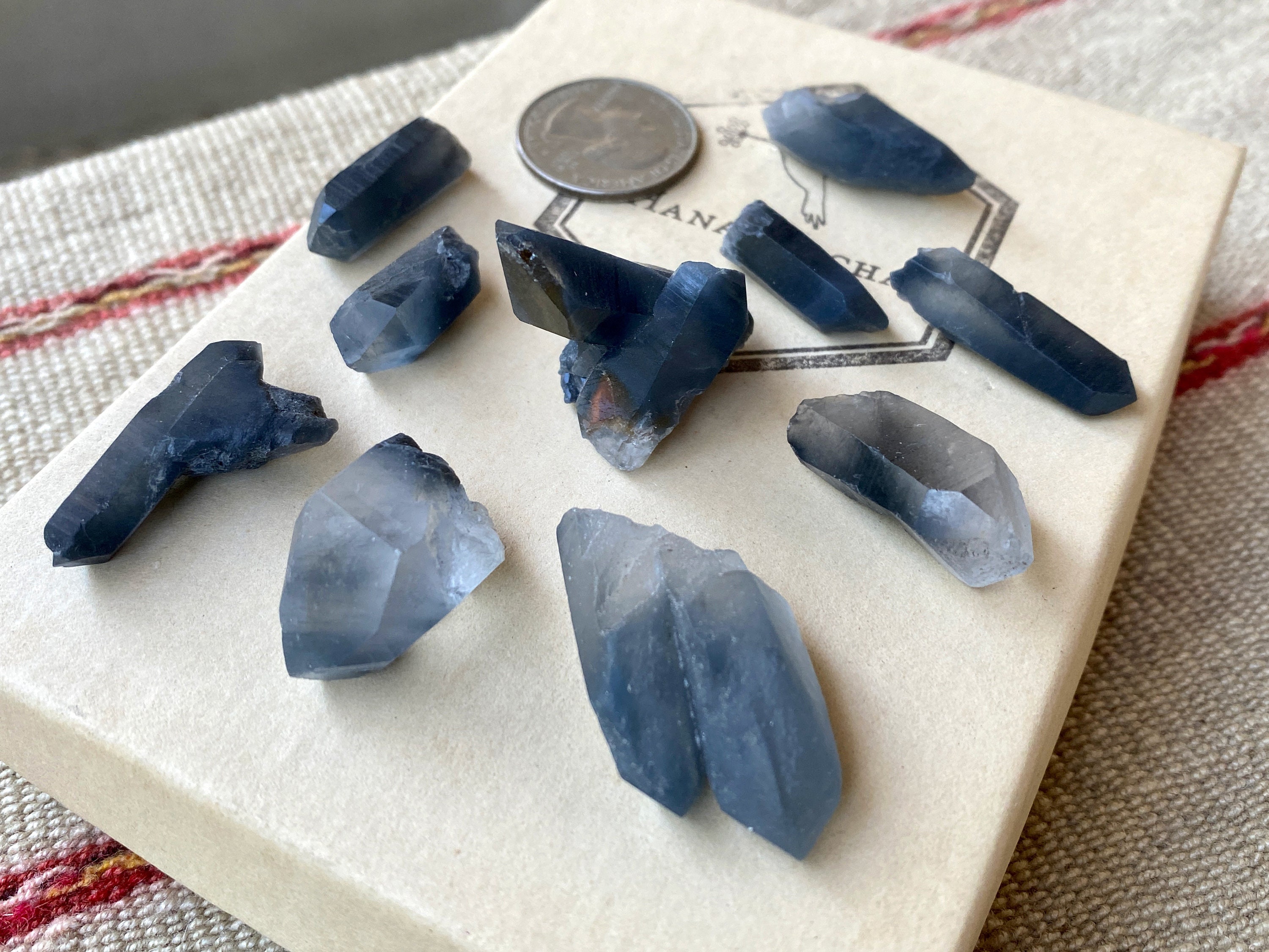 Blue Tara Quartz Lot, 10 Pieces with Vibrant Blue Riebeckite Inclusions ...