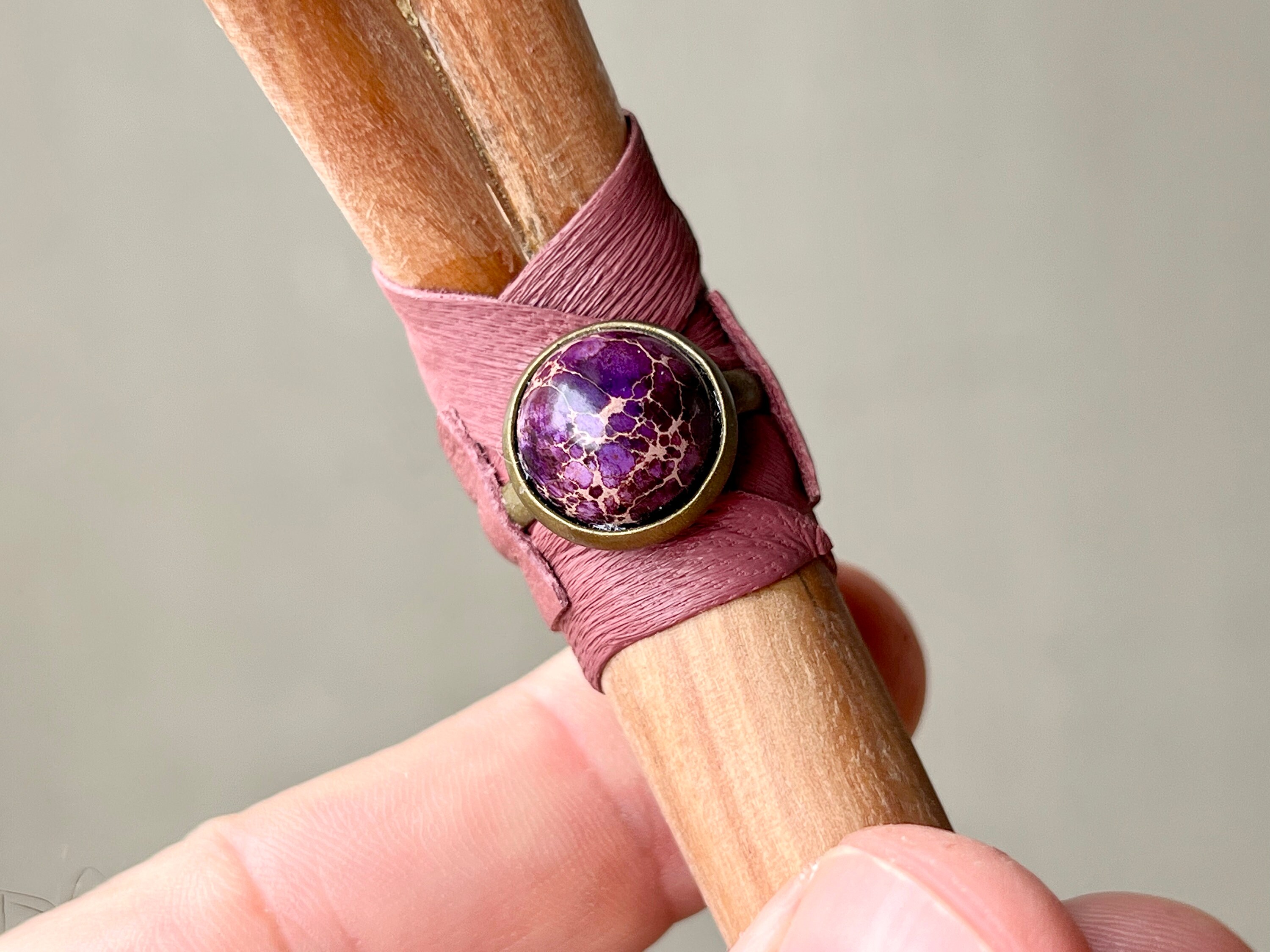 Double Tepi (kuripe) pipe with Purple Jasper, Solid Wood Tepi, shamanic ...