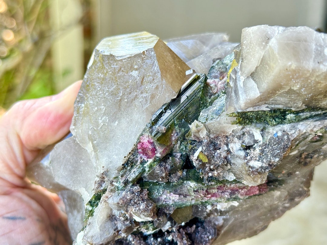 Smoky Quartz With Watermelon Tourmaline and Purple Lepidolite, 1.6 Kilo ...