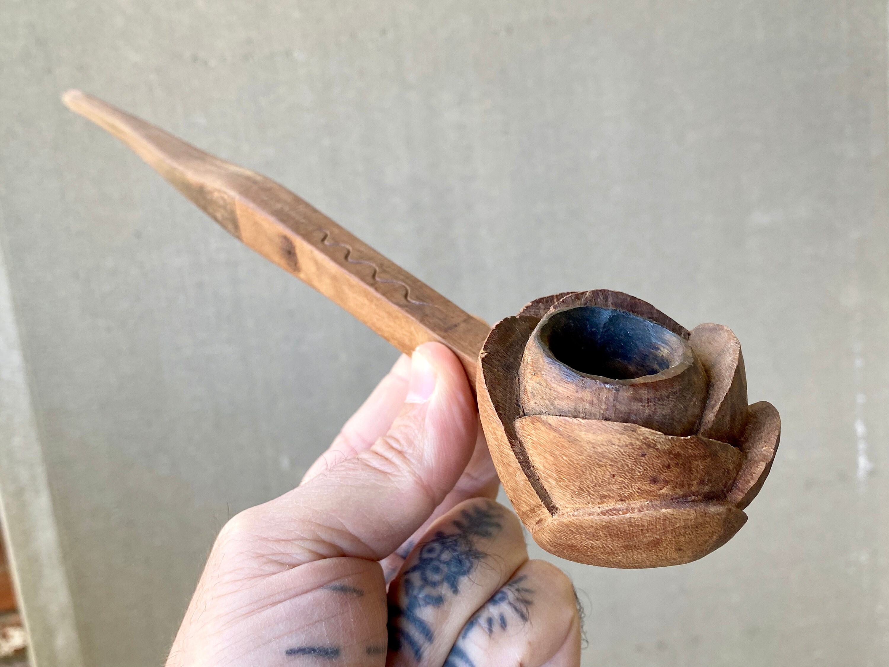 Ceremonial Tobacco Pipe, Hand Carved Mapacho Pipe, Solid Wood Pipe for ...