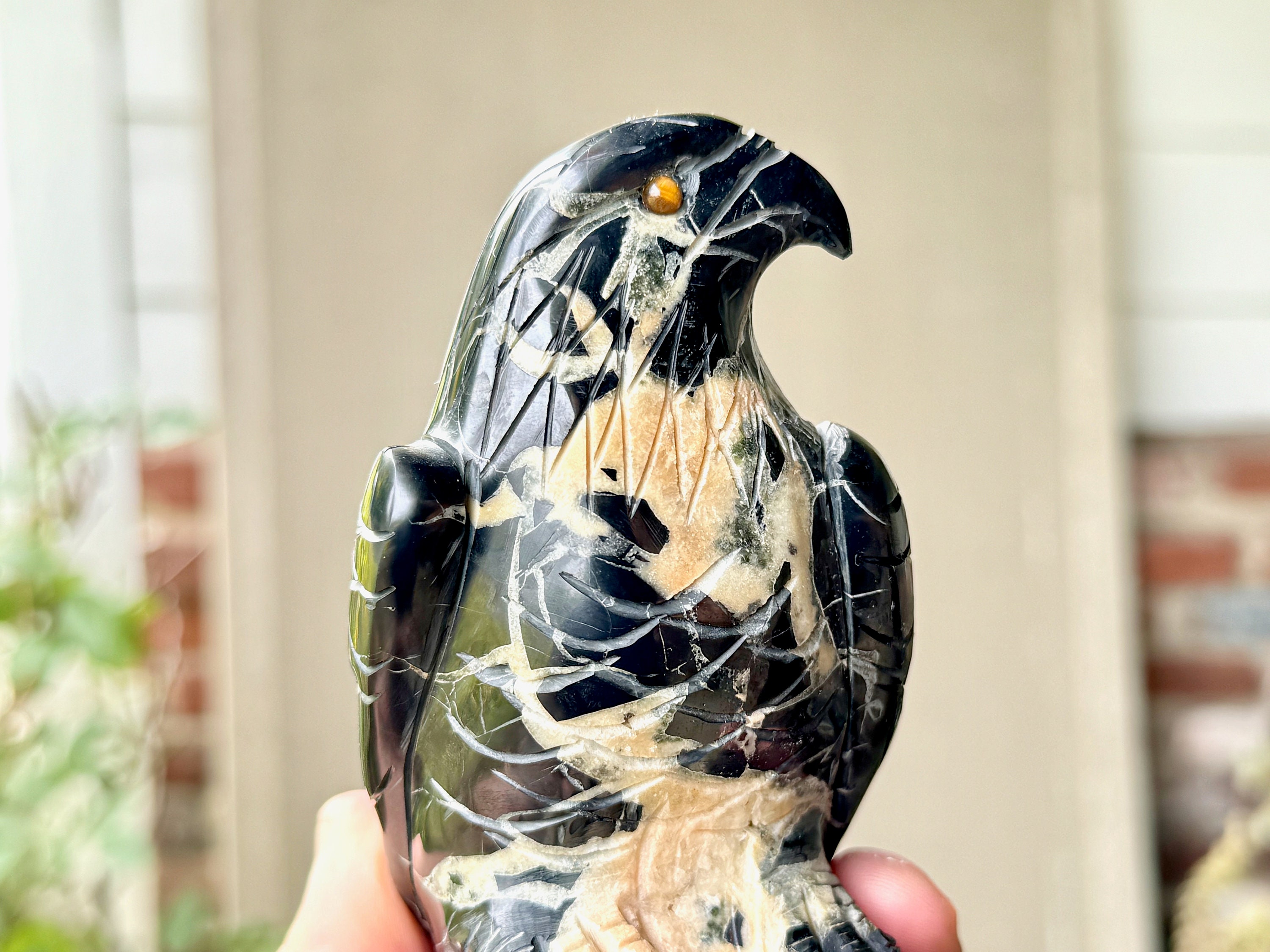 Andean Eagle Statue by Peruvian Artist Ozwaldo Perez, Hand Carved from ...