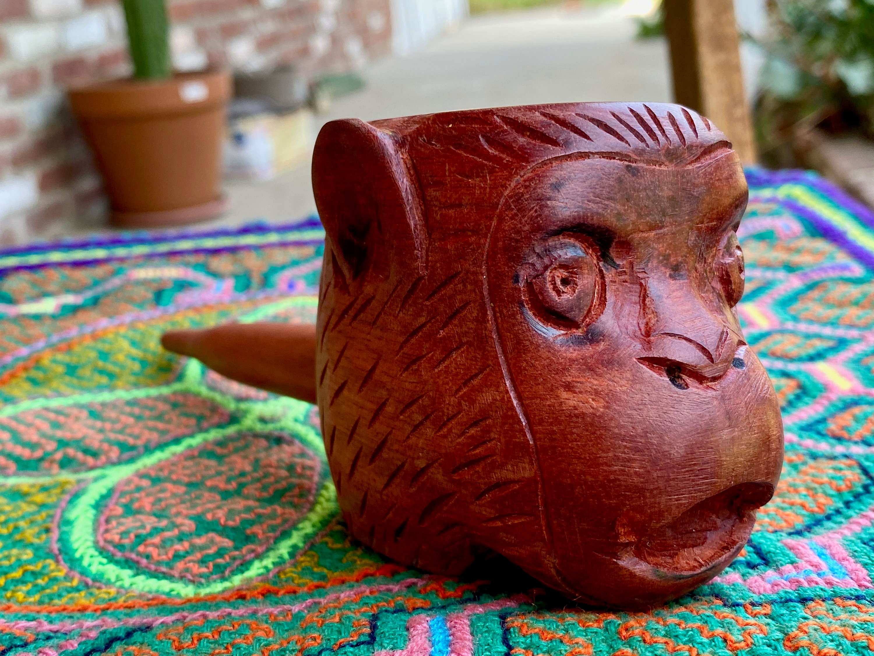 Monkey Pipe, Hand Carved Wooden Pipe for Shamanic Plant Medicine ...