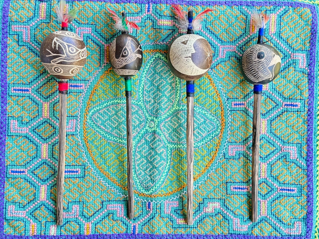 Shaman Rattle With Serpent, Moon/sun or Condor/jaguar, Traditional ...