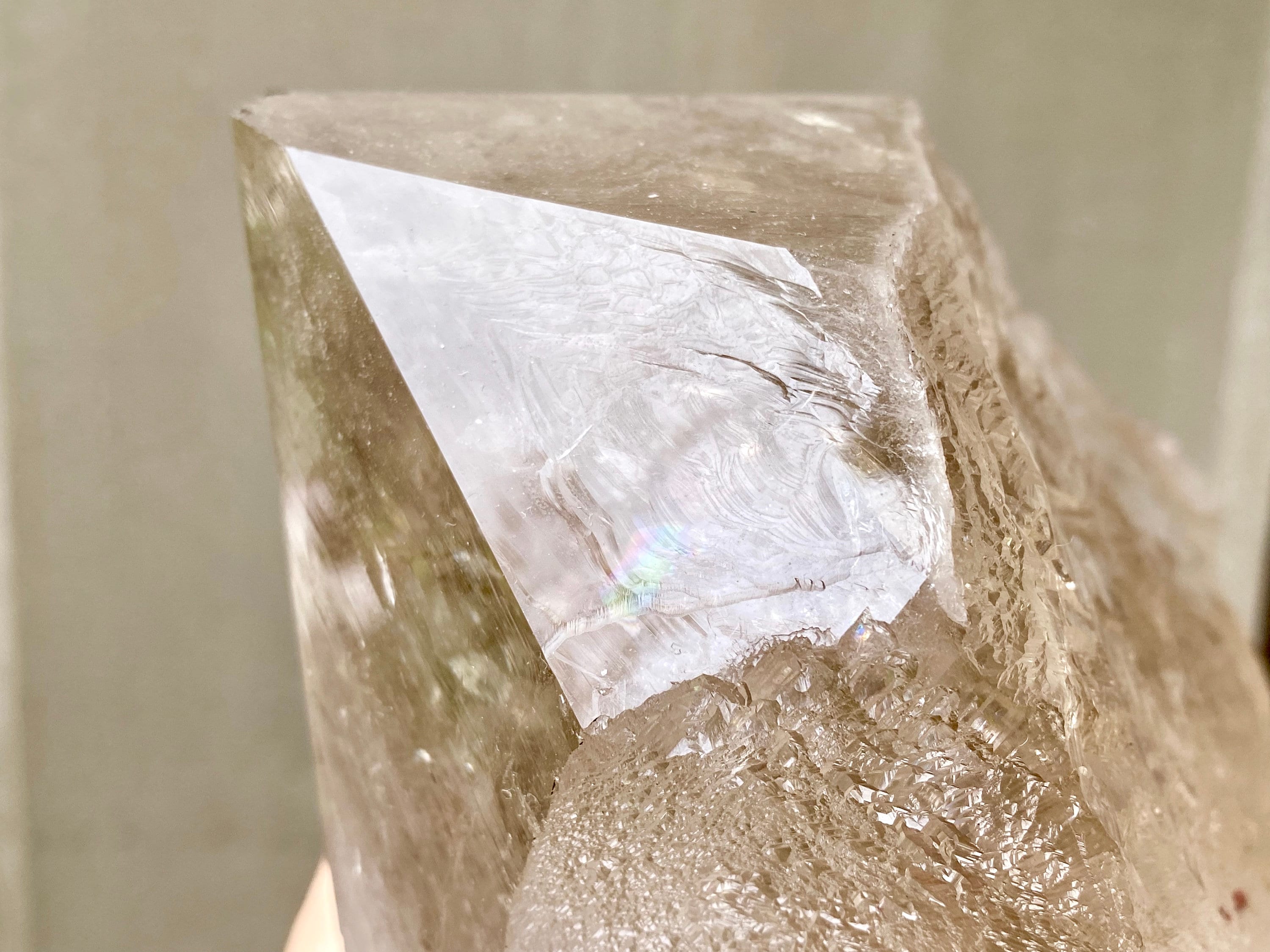 Giant Pyramidal Quartz with Mild Citrine Inclusion and Trigons, Massive ...
