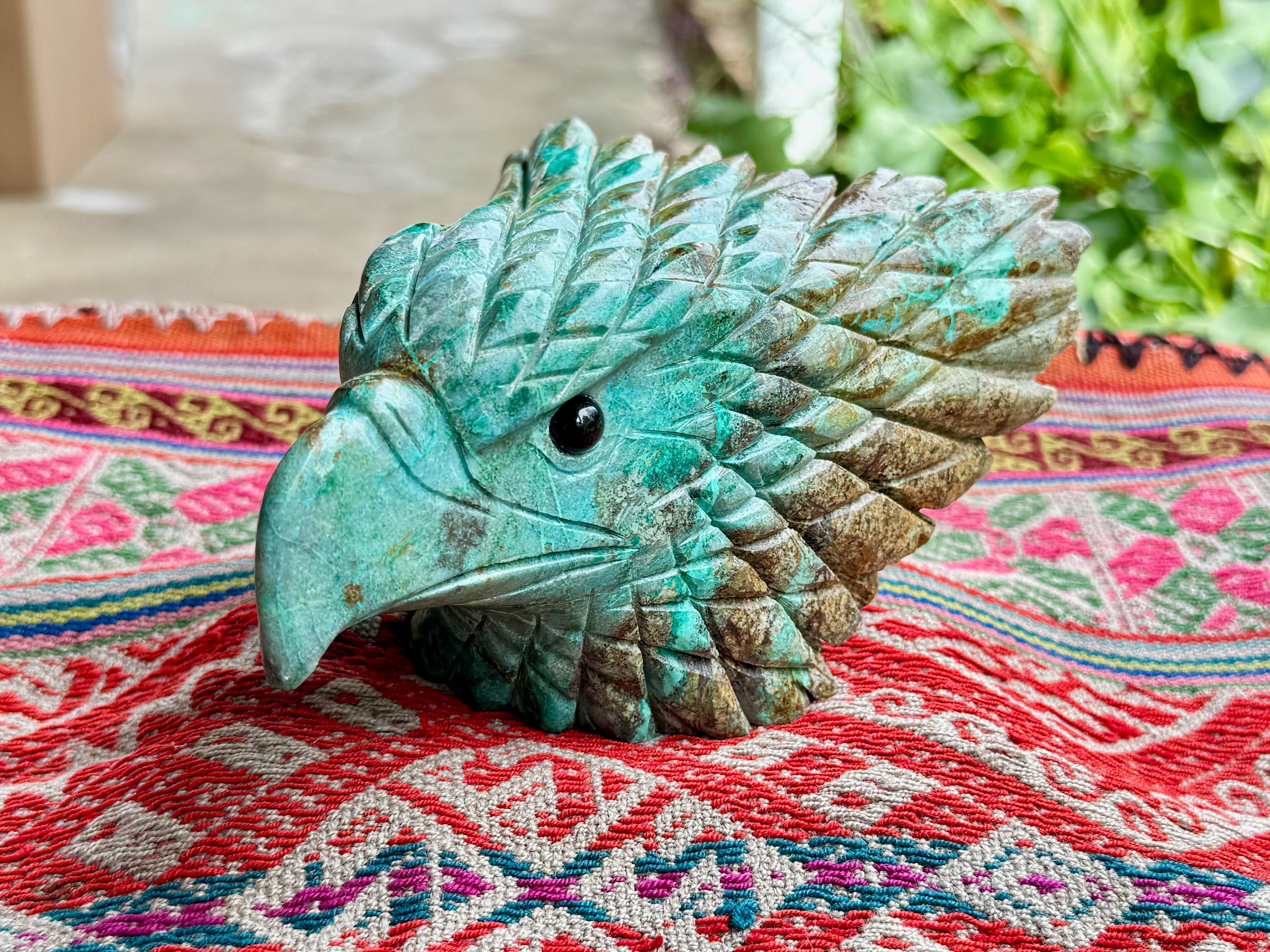 Andean Eagle Head Statue, Hand Carved from a Single Piece of Native ...
