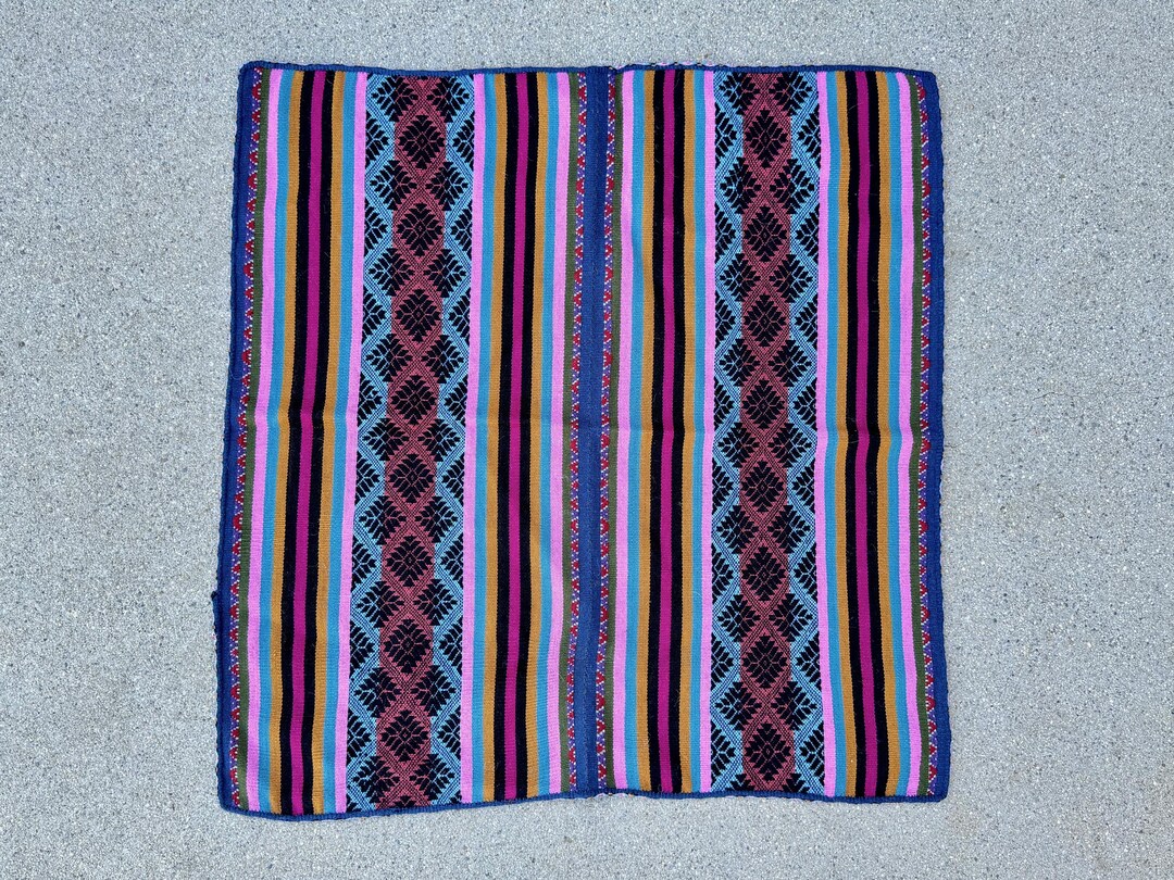 Peruvian Manta Cloth With Vibrant Rainbow Colors, 23" X 23", Handwoven ...