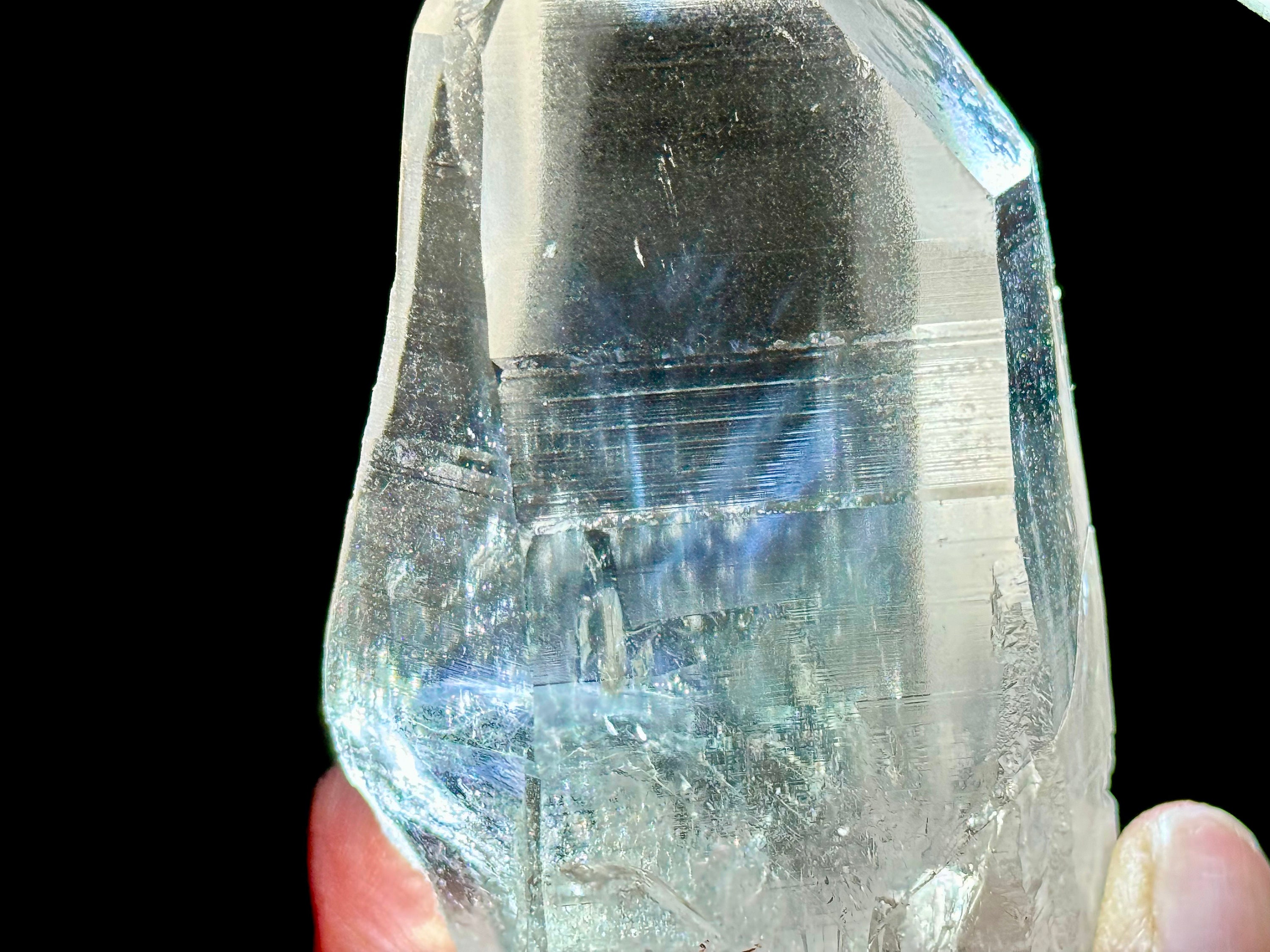 Blue Needle Lemurian Quartz, 226g, New Find, Water Clear Lemurian with ...