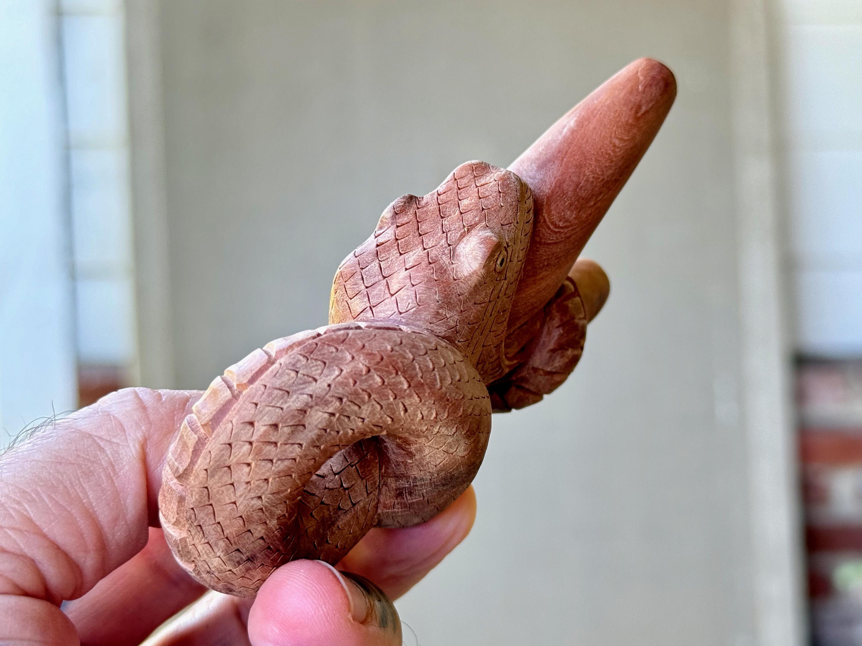 Snake Totem Kuripe, Single Block Serpent Kuripe, Hand Carved from a ...