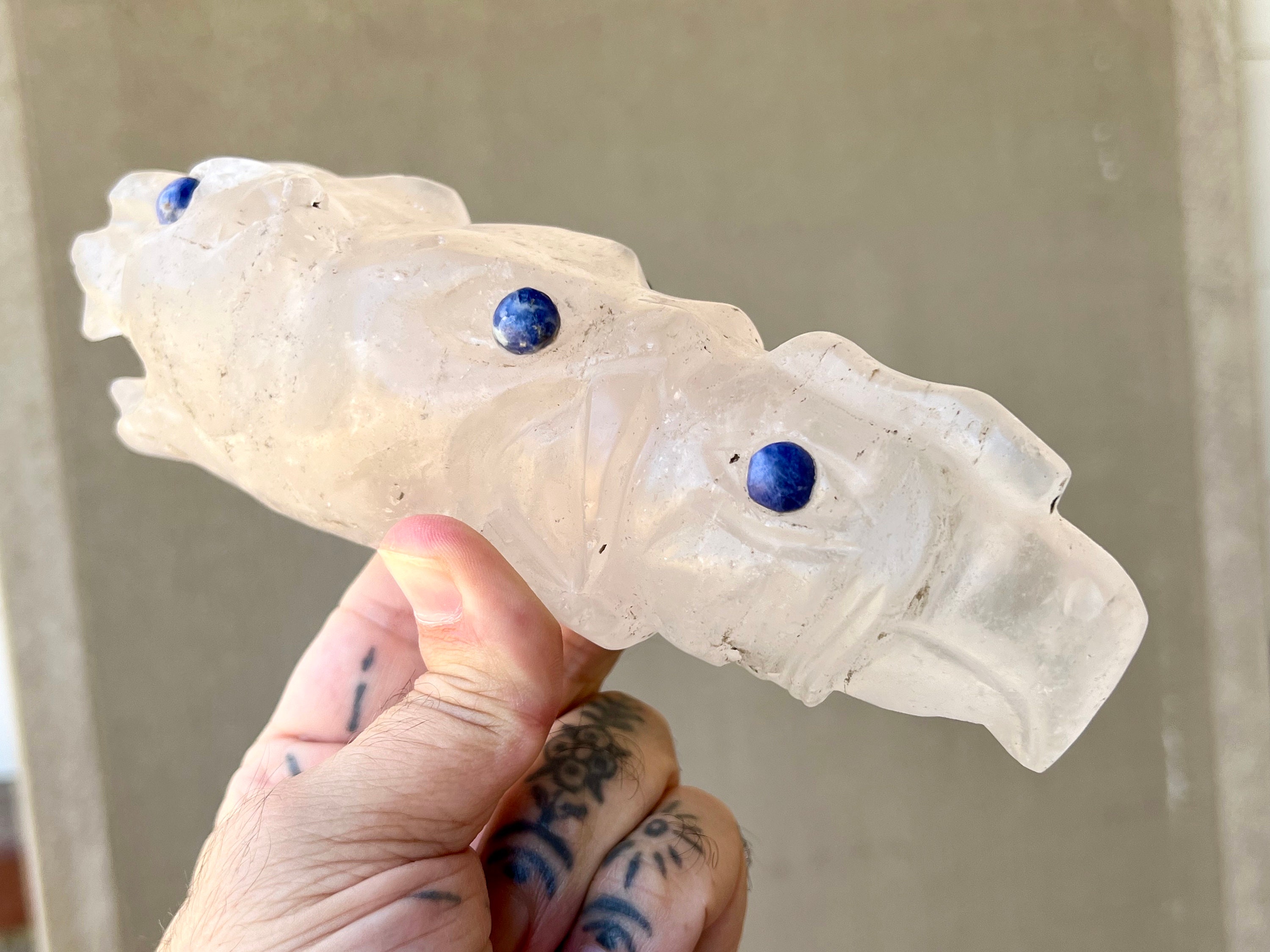 Incan Trilogy Crystal by Peruvian Artist Arturo Huarhua, Carved Quartz ...