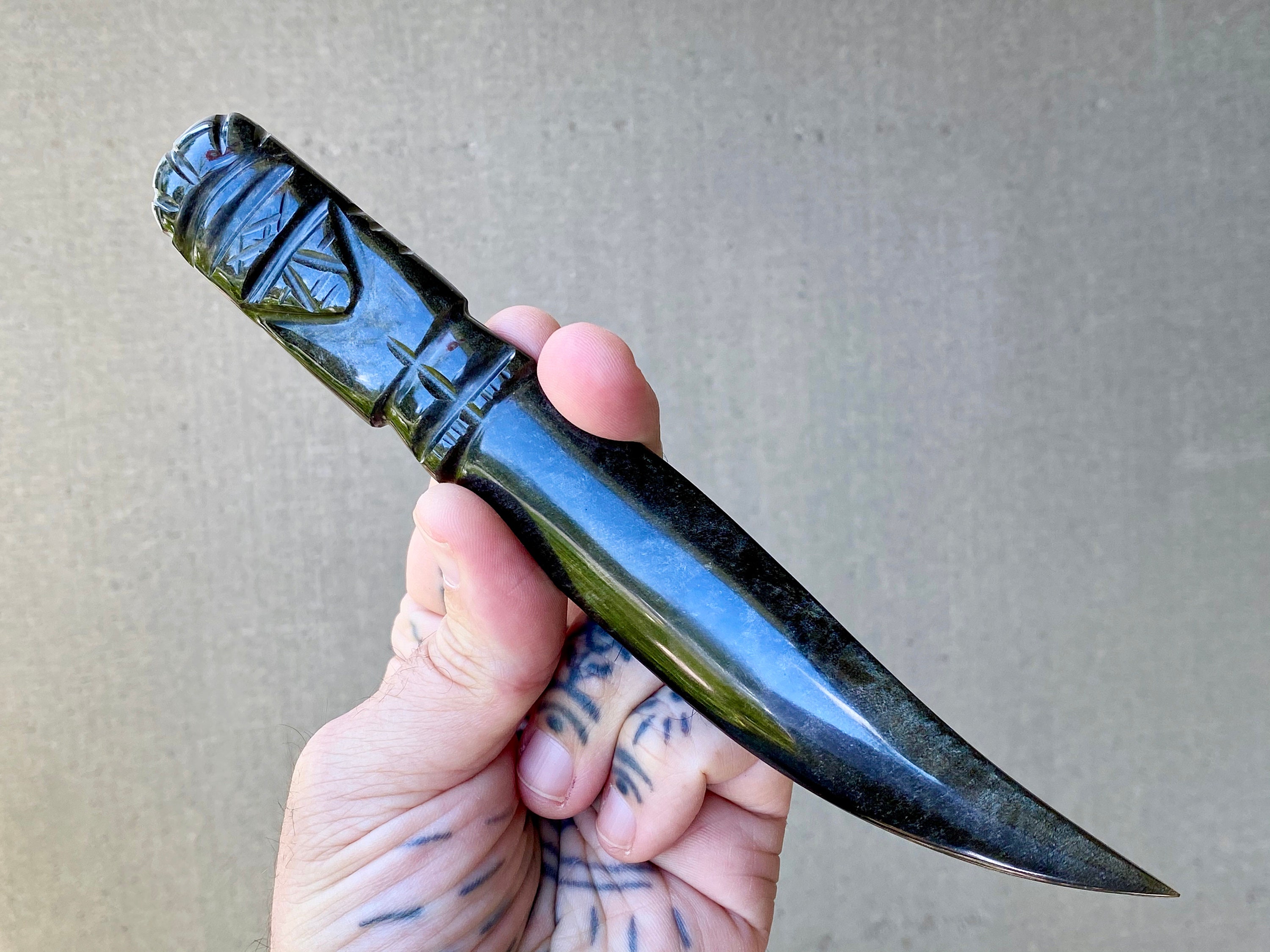 Ceremonial Dagger, Silver Sheen Obsidian Dagger, Mayan Athame ...