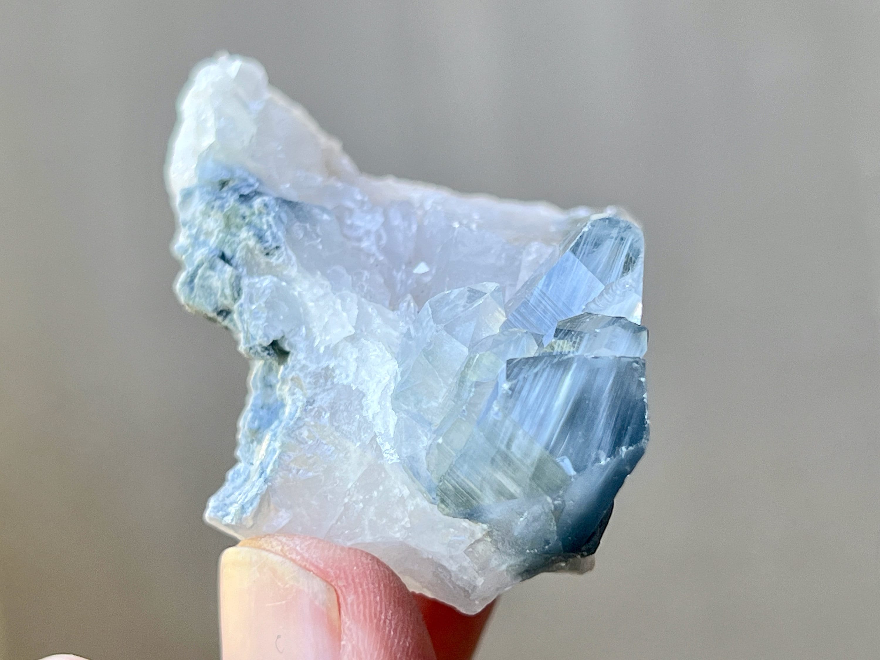 Blue Tara Quartz Cluster with Vibrant Blue Riebeckite Inclusions, New ...