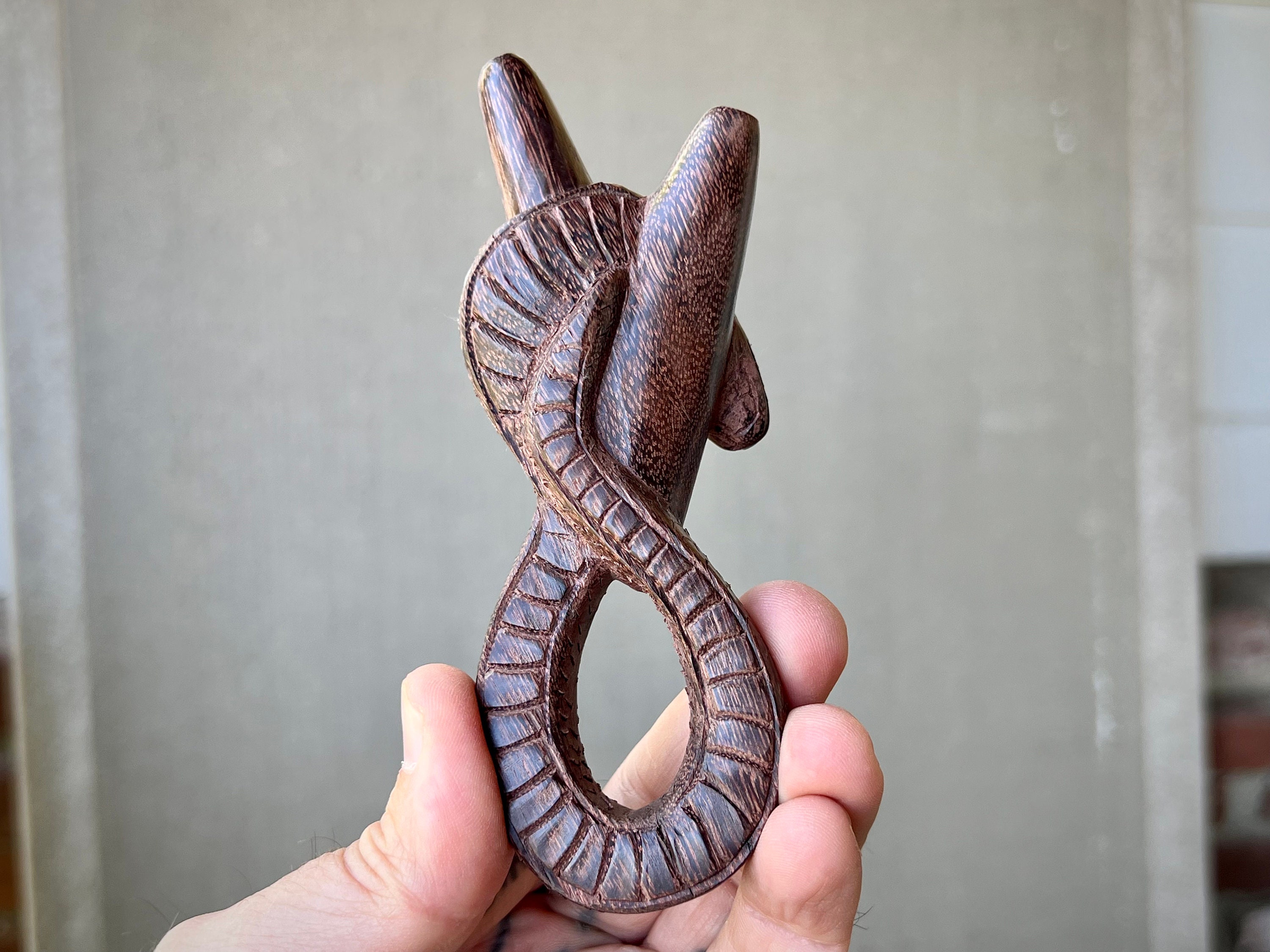 Serpent Kuripe, Solid Wood Single Block Snake Kuripe, Hand Carved ...