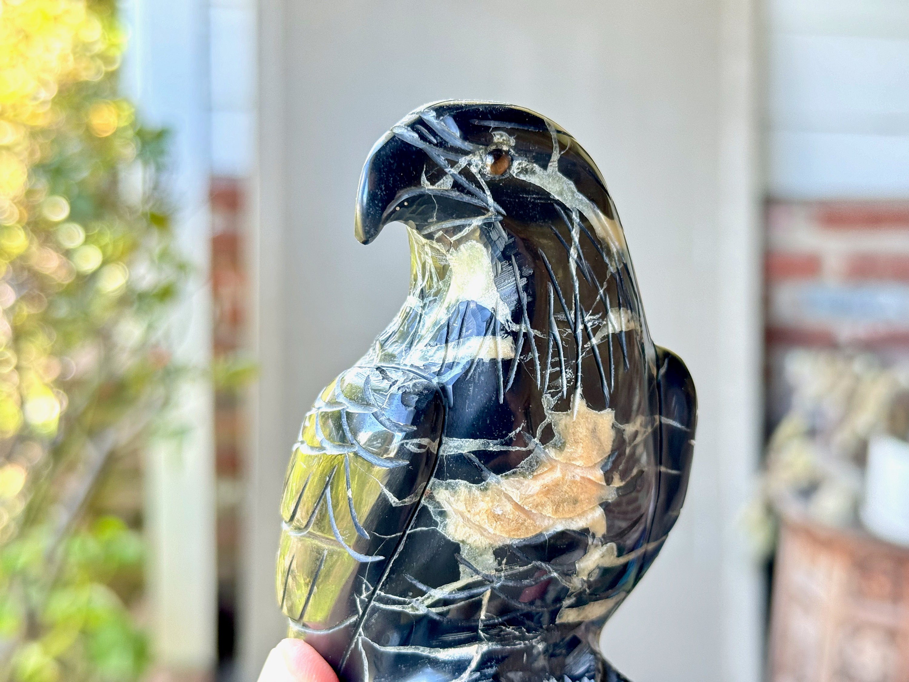 Andean Eagle Statue by Peruvian Artist Ozwaldo Perez, Hand Carved from ...