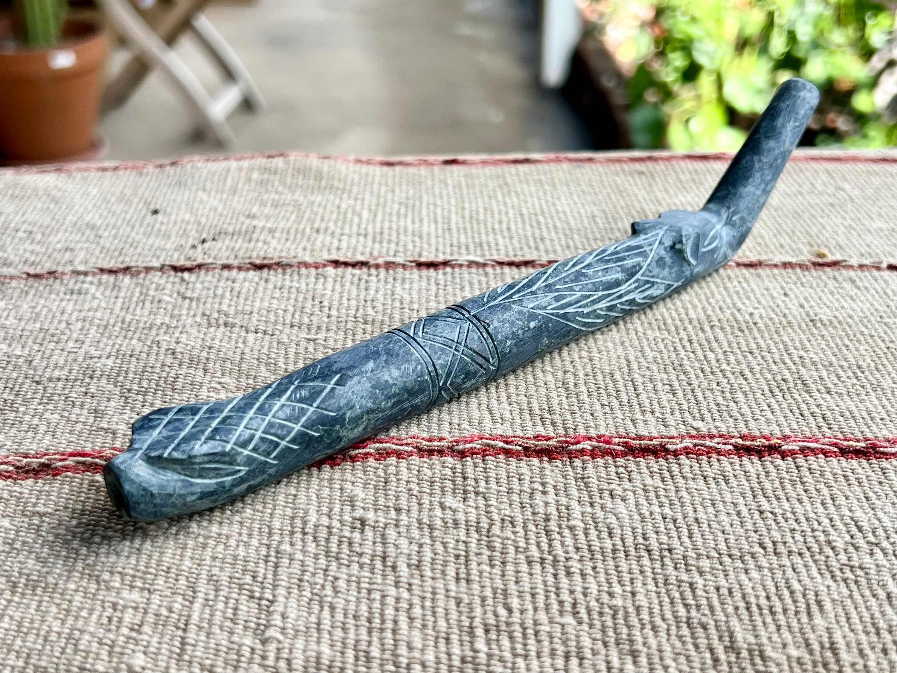 Stone Tepi Pipe, Andean Carved Stone Puma and Serpent Tepi, Shamanic ...