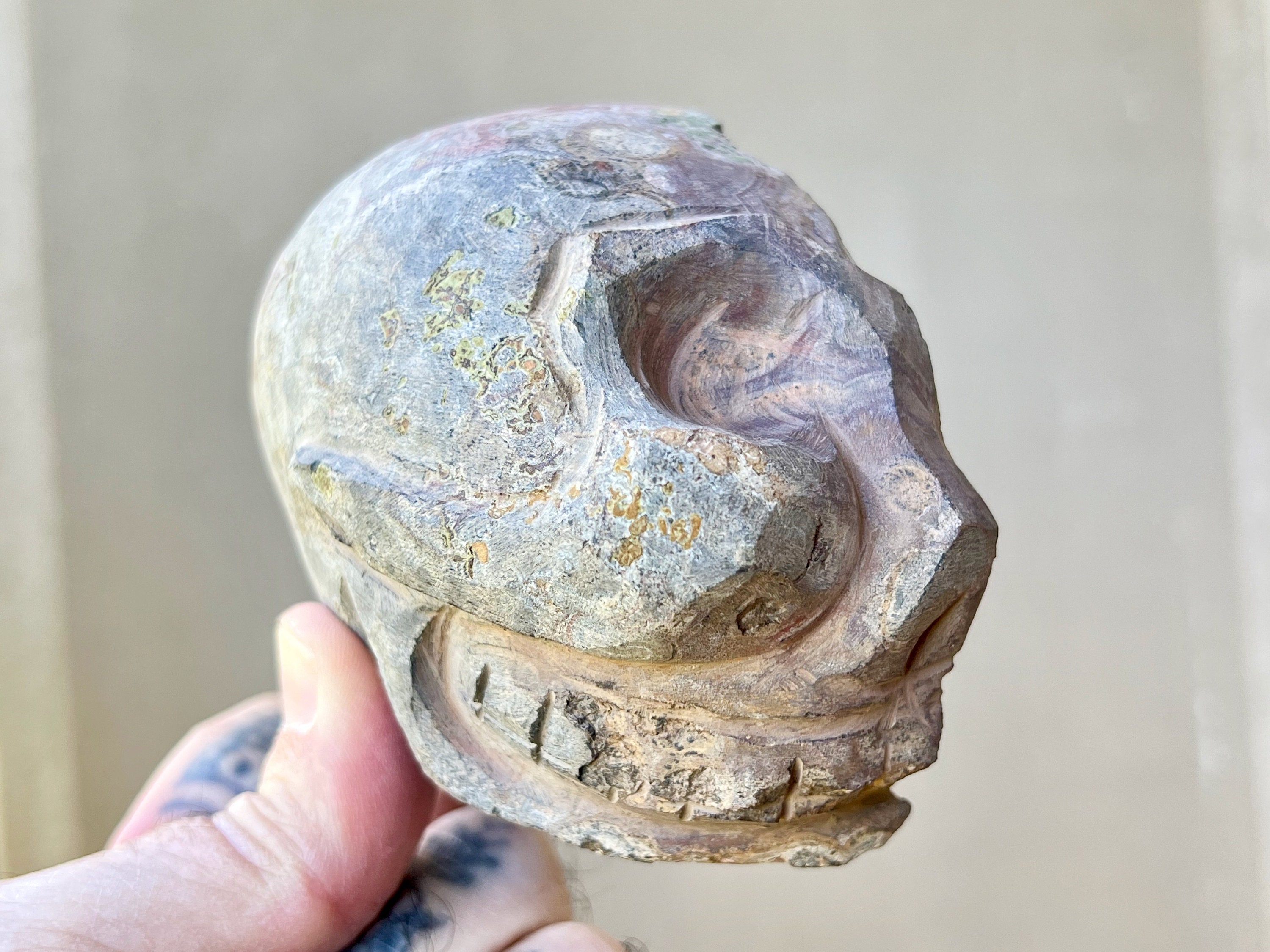 Peruvian Stone Skull, Hand Carved Amethyst and Quartz Crystal Skull ...