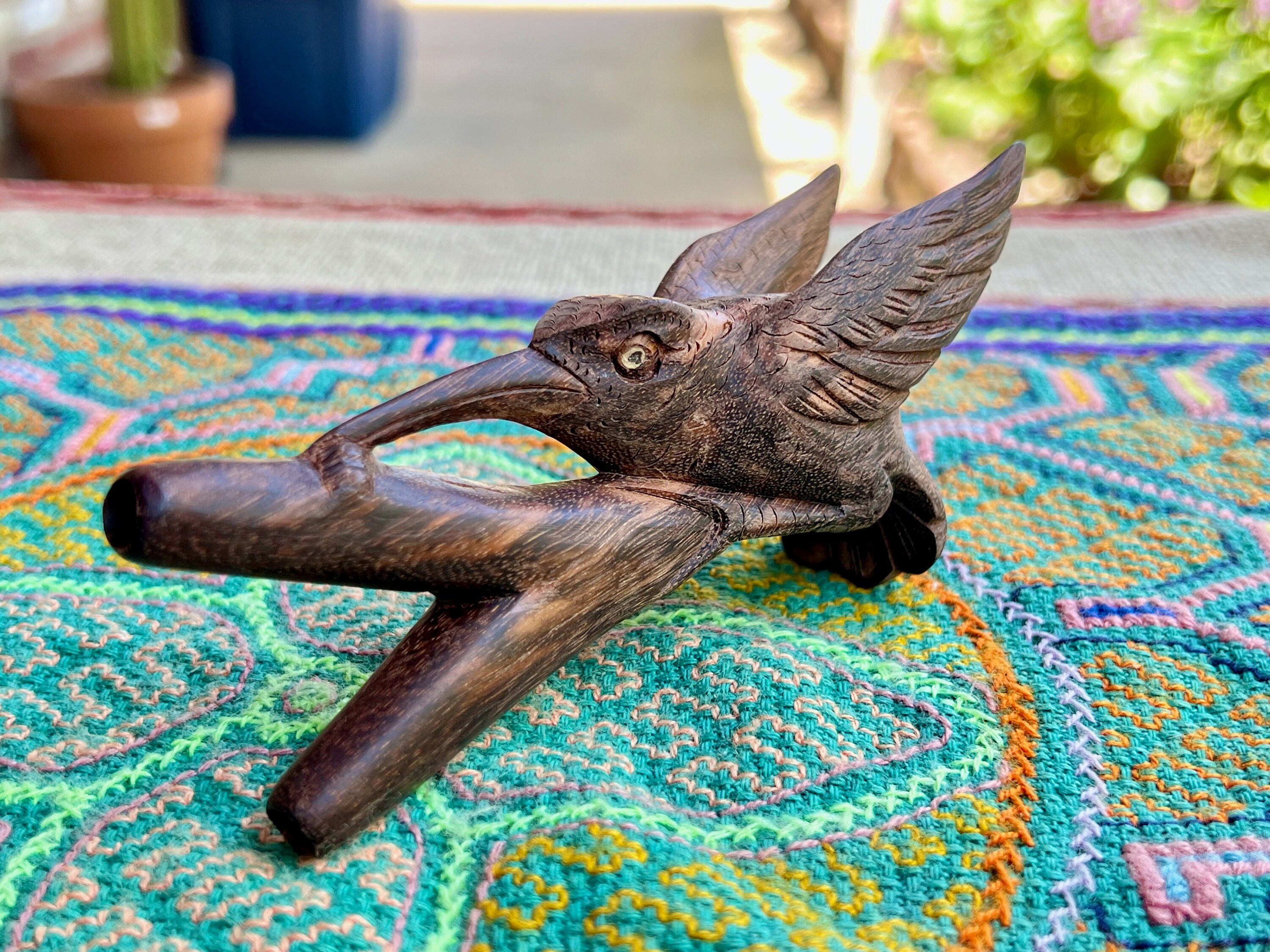 Hummingbird Kuripe, Solid Dark Wood Kuripe, Hand Carved from a Single ...
