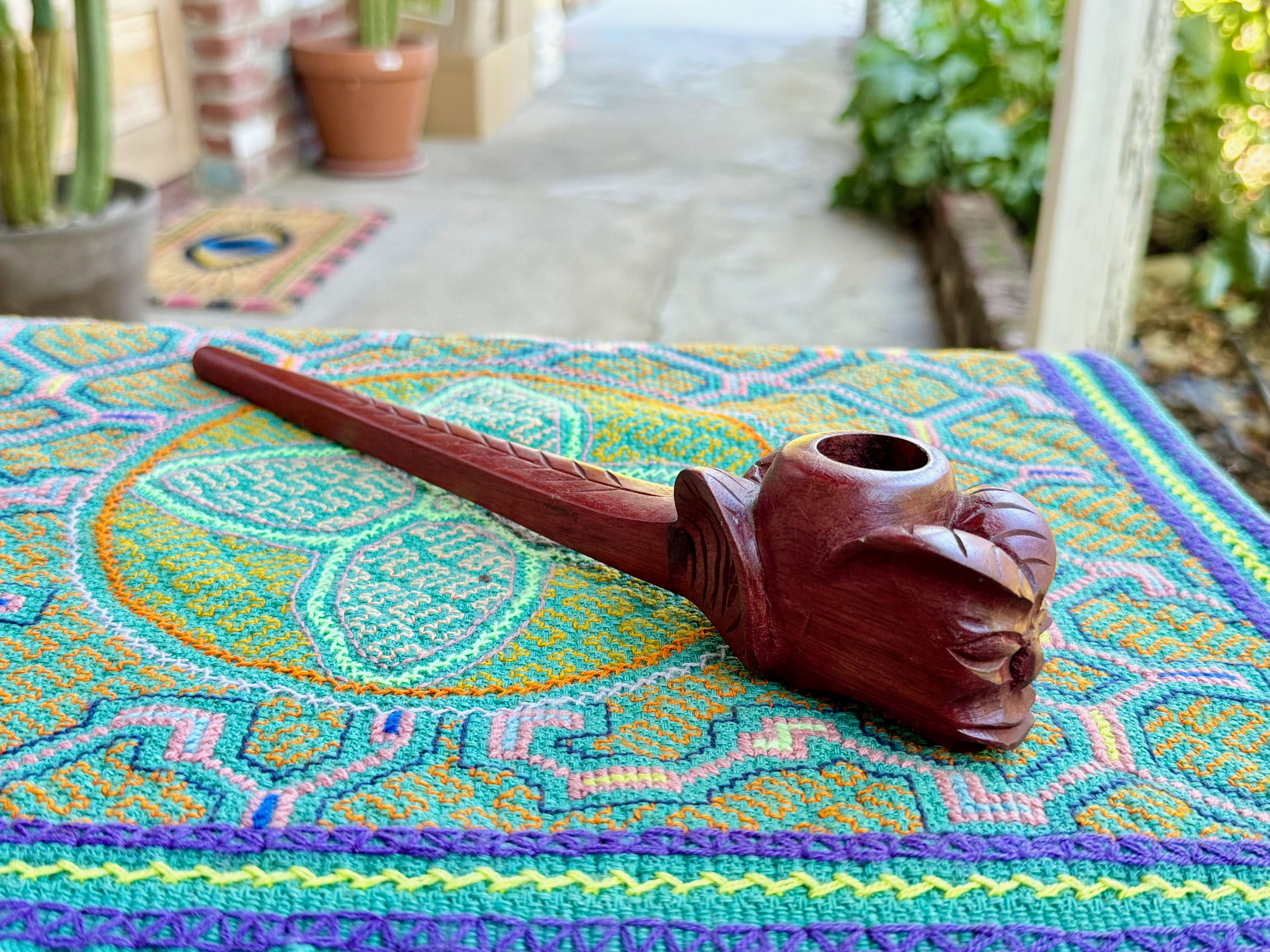 Mapacho Pipe by Peruvian Artist Juan Civis, Traditional Shipibo Pipe ...