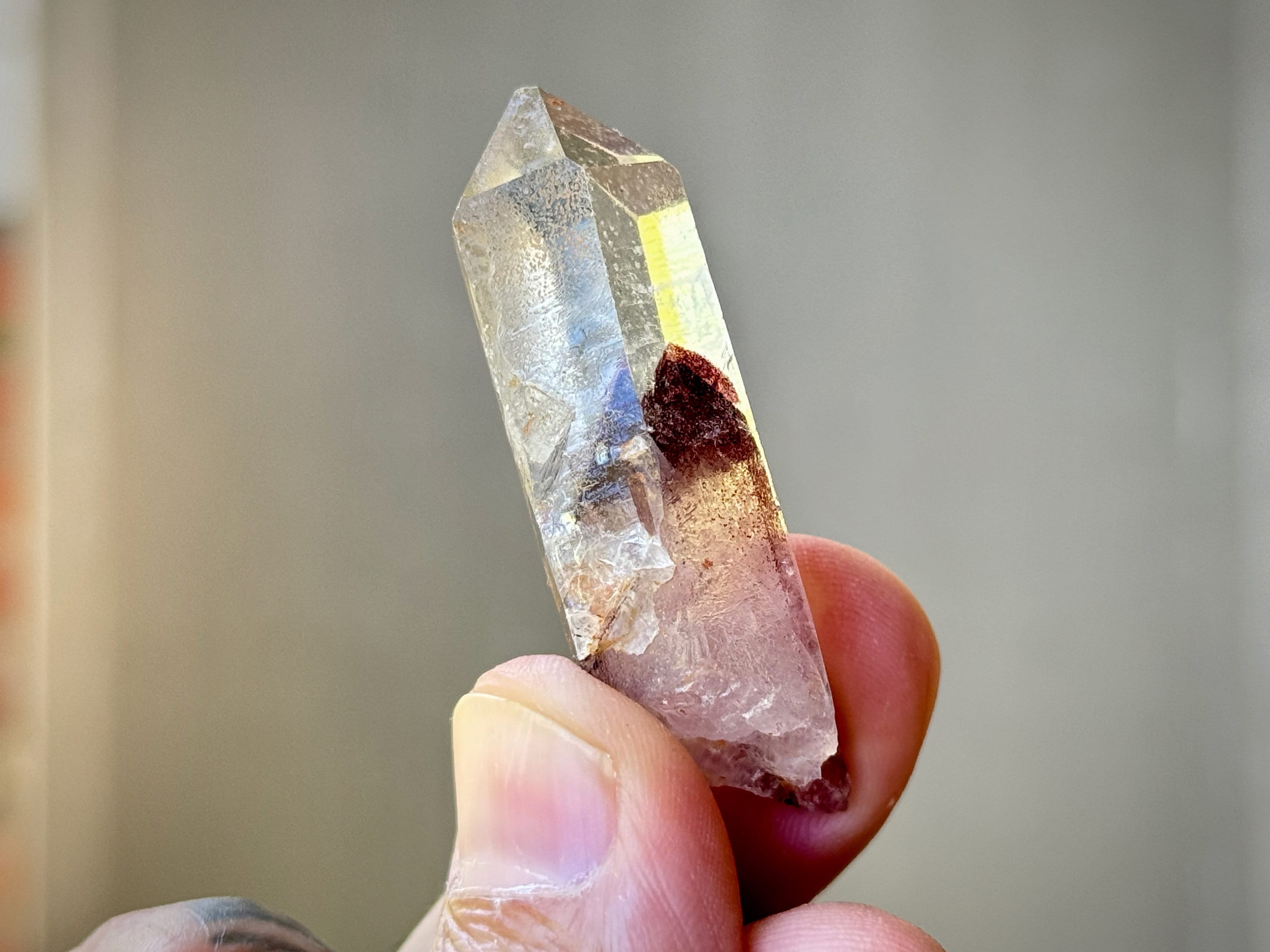 Sunset Phantom Quartz with Red Hematite Pyramidal Phantom, 17g, Old ...