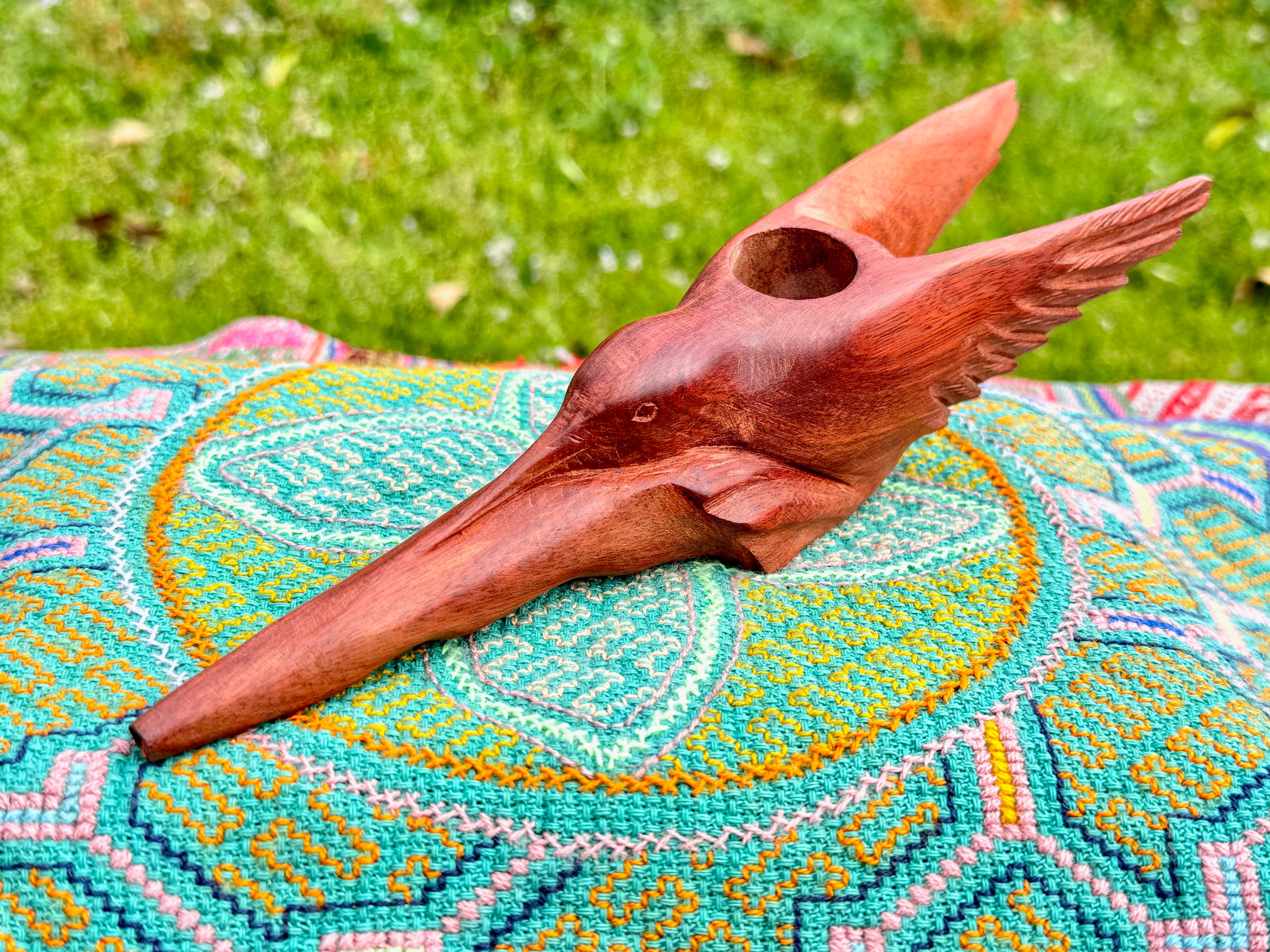 Hummingbird Pipe by Betson Macawashi, Hand Carved Palo Sangre Wood ...