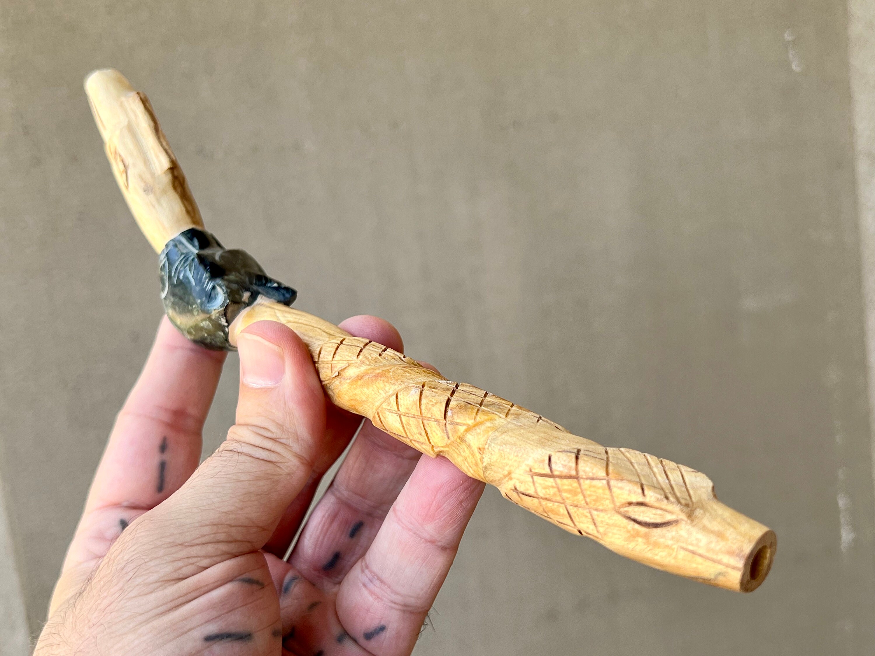 Incan Trilogy Tepi Pipe, Palo Santo Wood & Stone Tepi with Puma, Condor ...