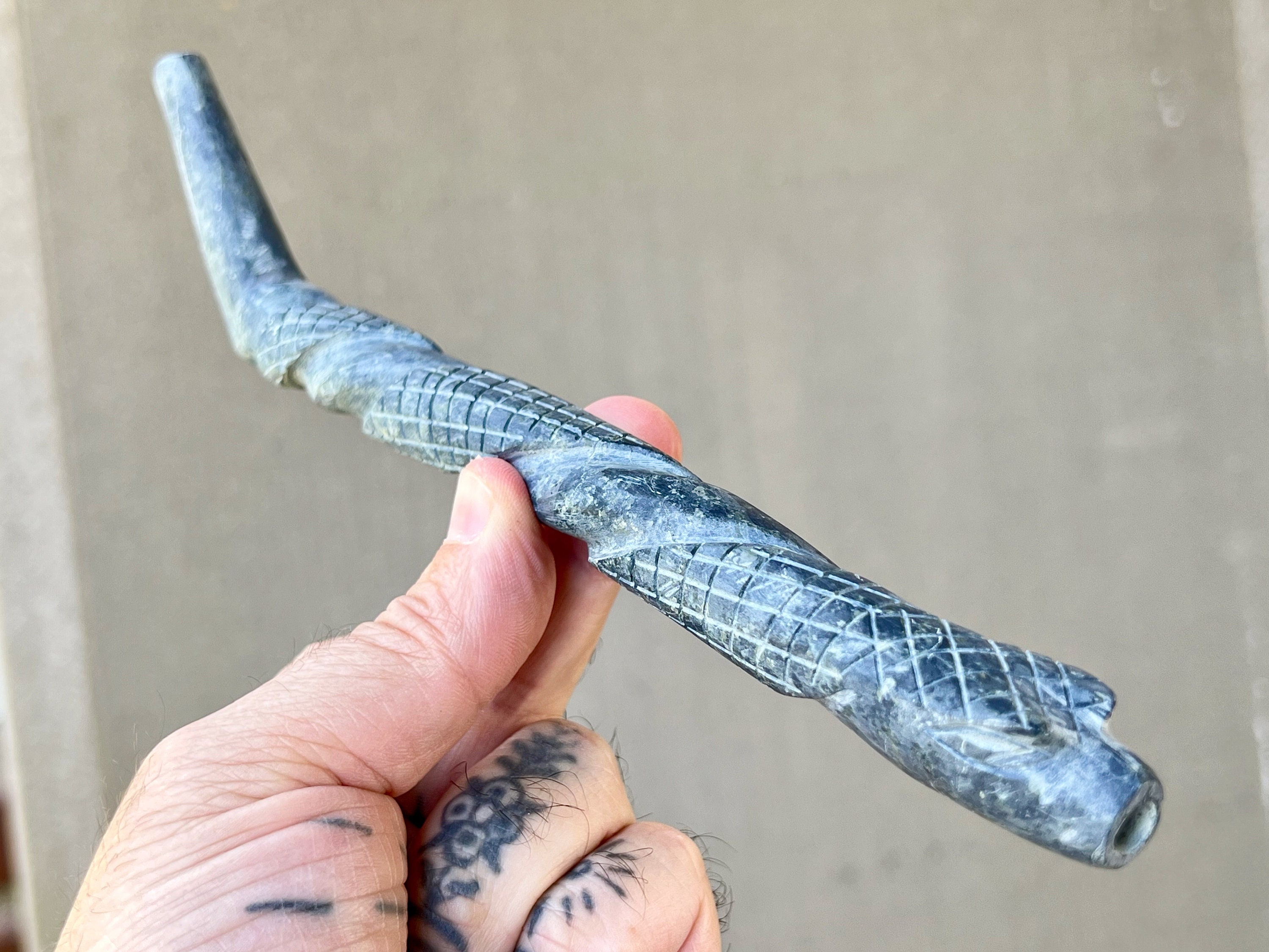 Stone Tepi Pipe, Andean Serpent Totem Tepi, Hand Carved from Stone in ...