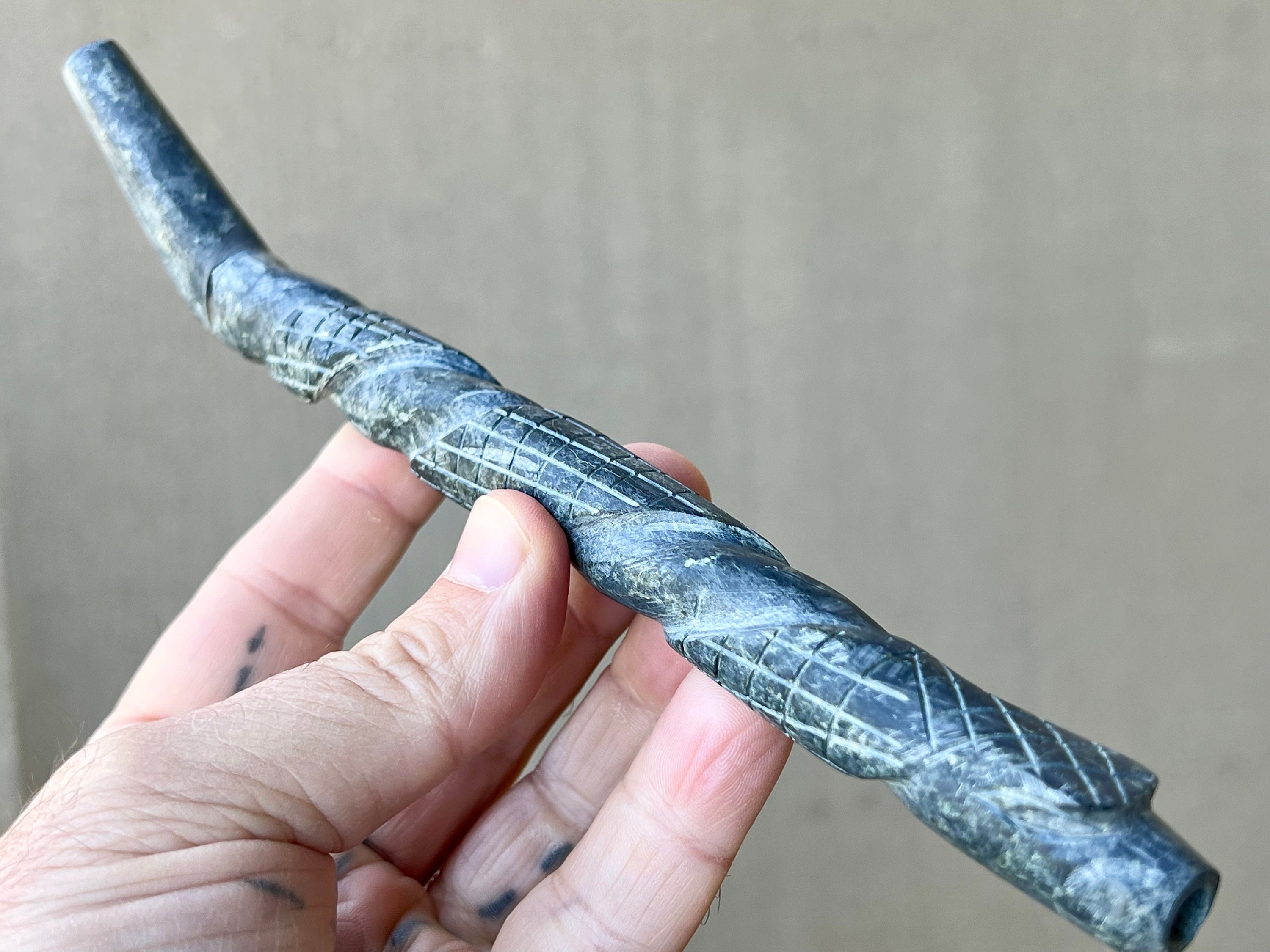 Stone Tepi Pipe, Andean Serpent Totem Tepi, Hand Carved from Stone in ...
