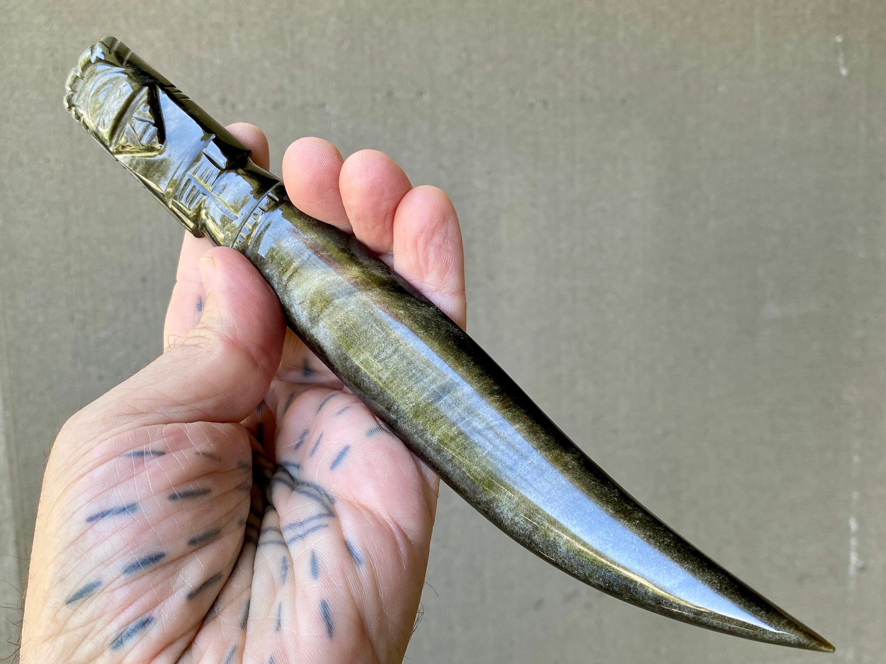 Ceremonial Dagger, Silver Sheen Obsidian Dagger, Mayan Athame ...