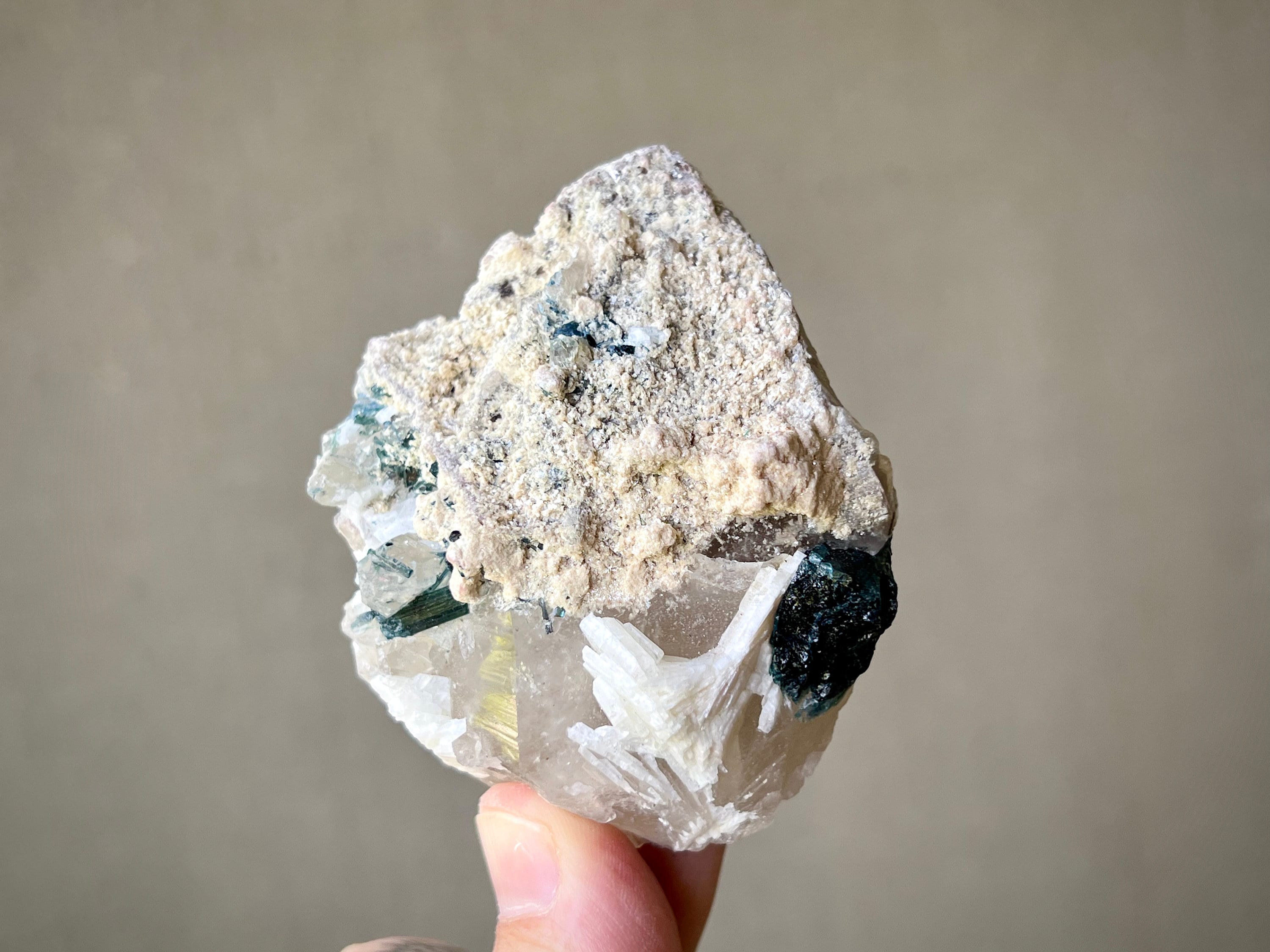 Indicolite Quartz with Feldspar, Rare Blue Tourmaline in Quartz, Third Eye Chakra, Clairvoyance ...