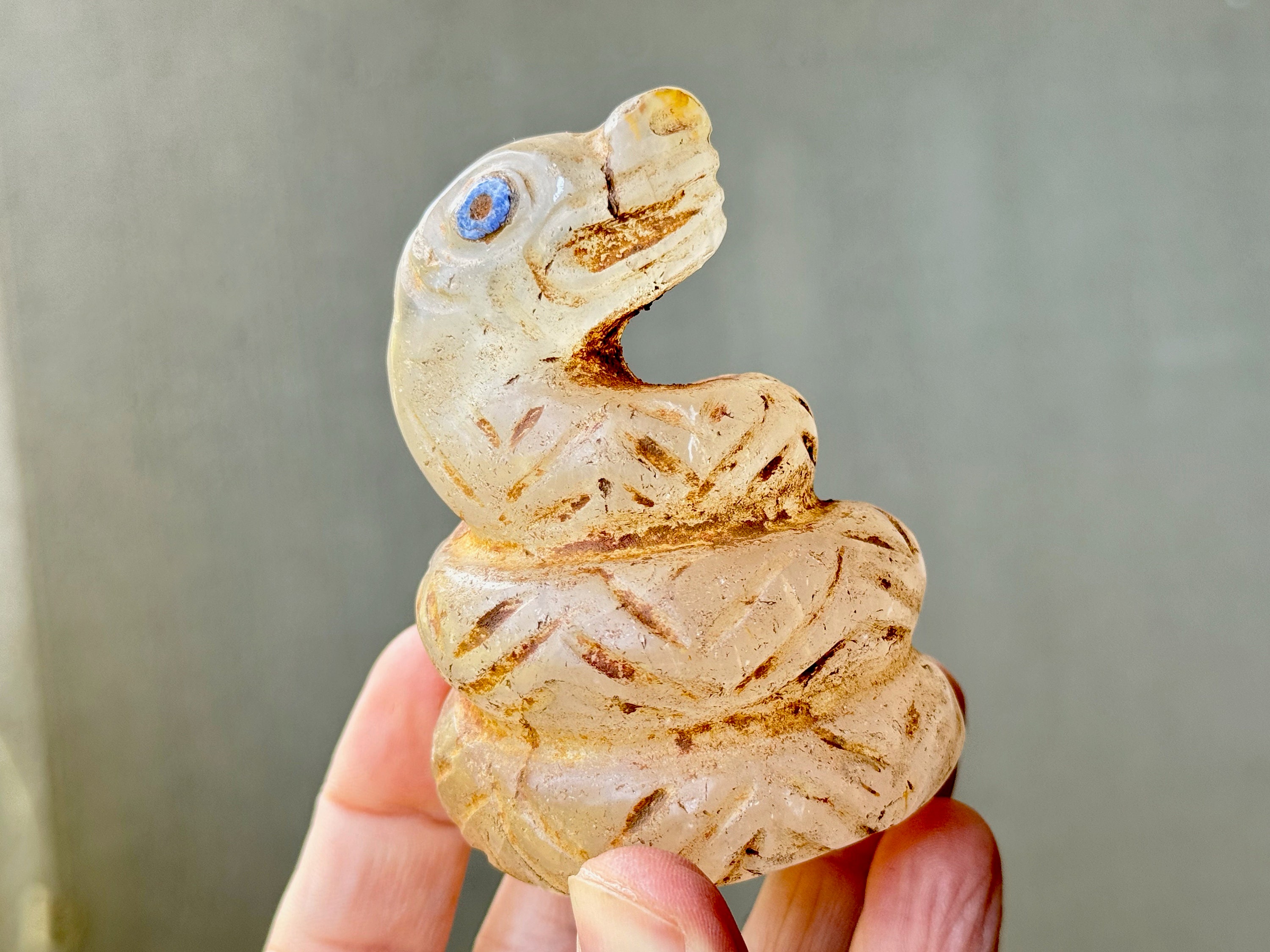 Incan Crystal Serpent, Hand Carved Quartz Snake Figurine for Shamanic ...