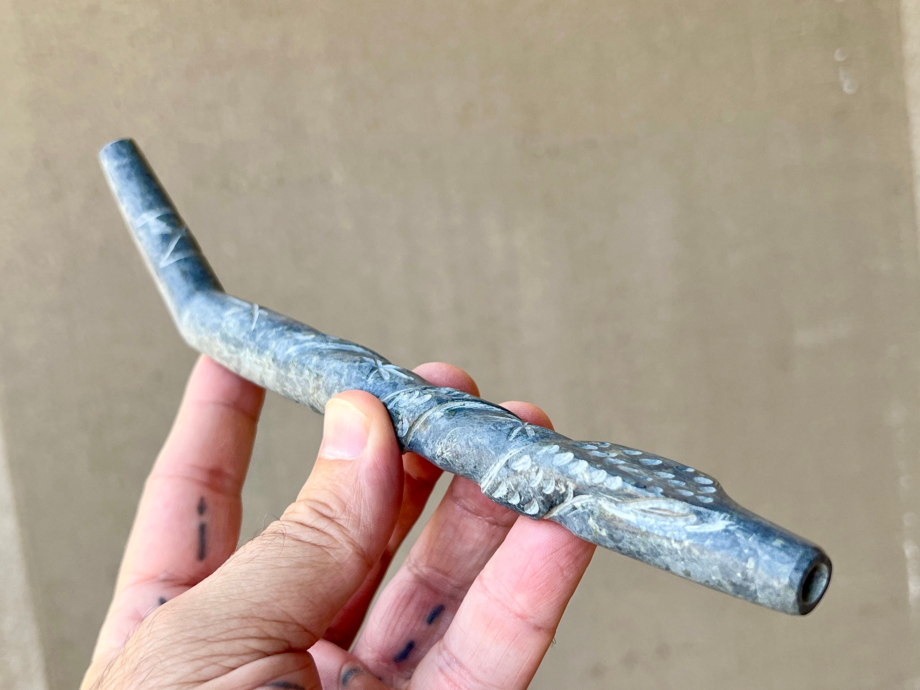 Serpent Tepi Pipe, Carved Stone Tepi (Kuripe) for Rapé, shamanic snuff ...