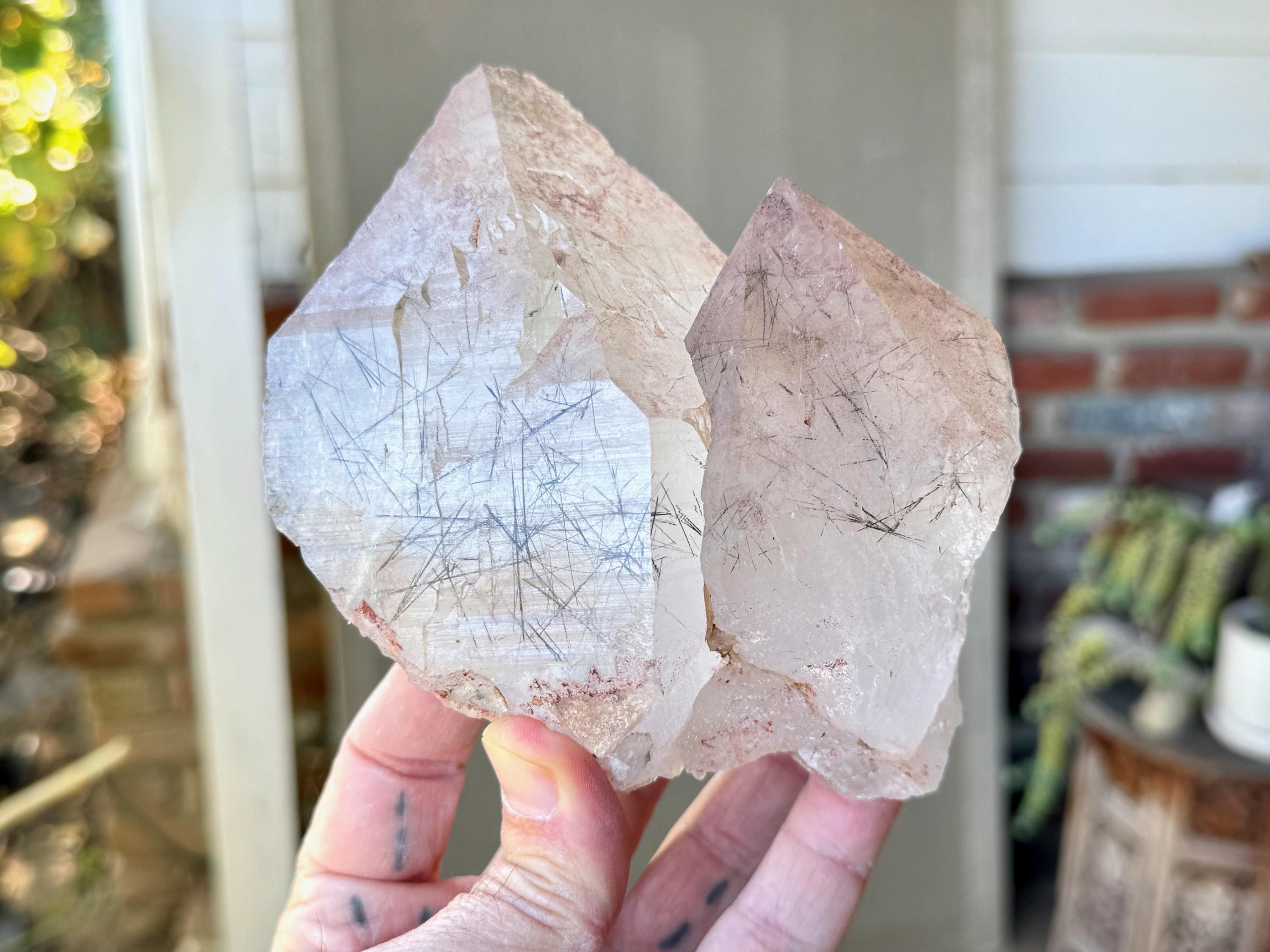 Pink Himalayan Cathedral Quartz with Black Rutile, Tantric Twin, 1.1 ...