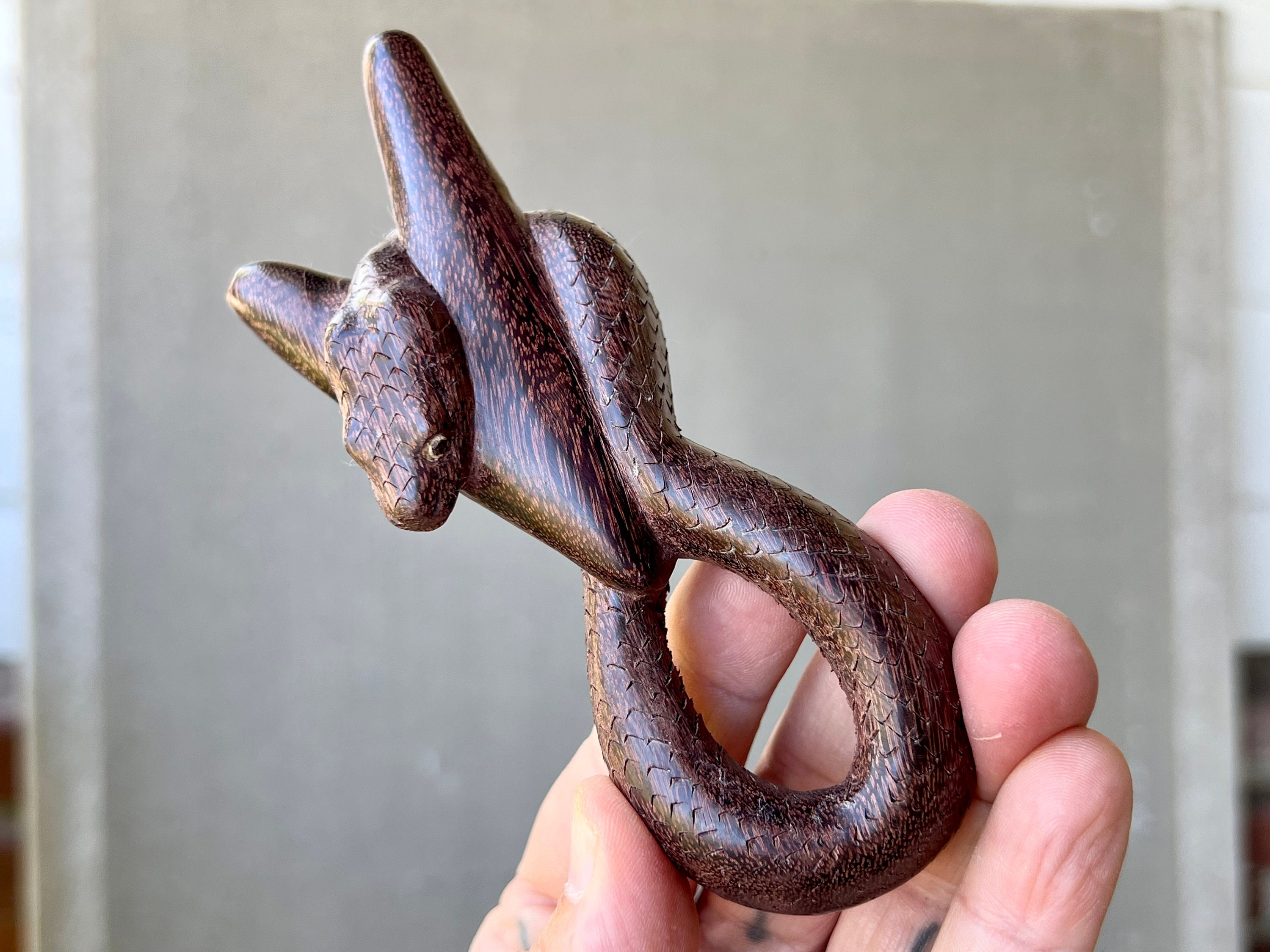 Serpent Kuripe, Solid Wood Single Block Snake Kuripe, Hand Carved ...