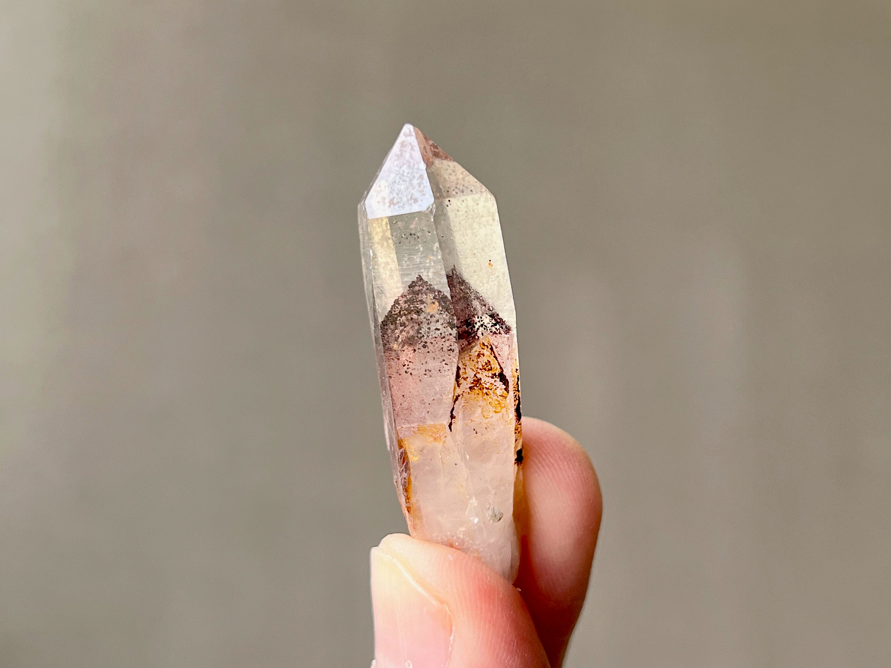 Sunset Phantom Quartz with Red Hematite Pyramidal Phantom, New Rare ...