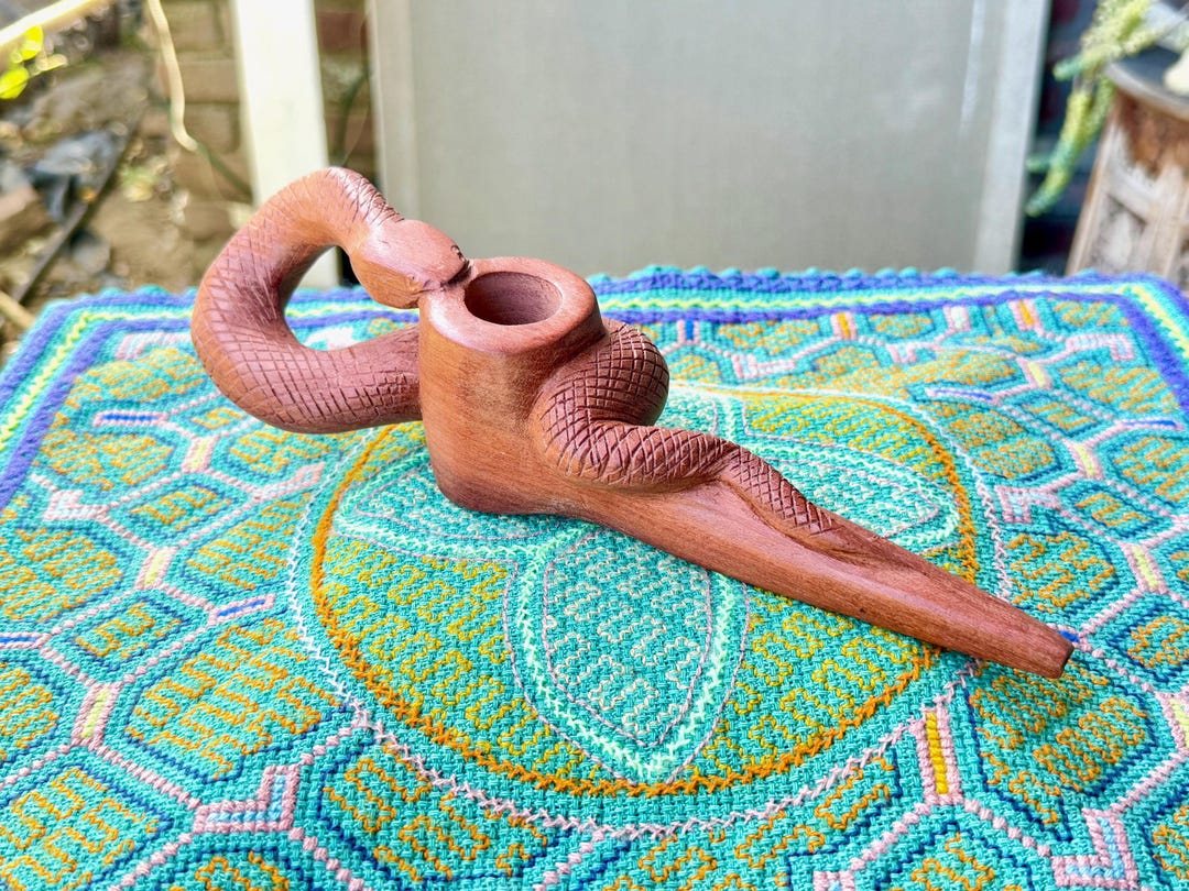 Shaman Serpent Pipe, Traditional Palo Sangre Wood Tobacco Pipe for ...