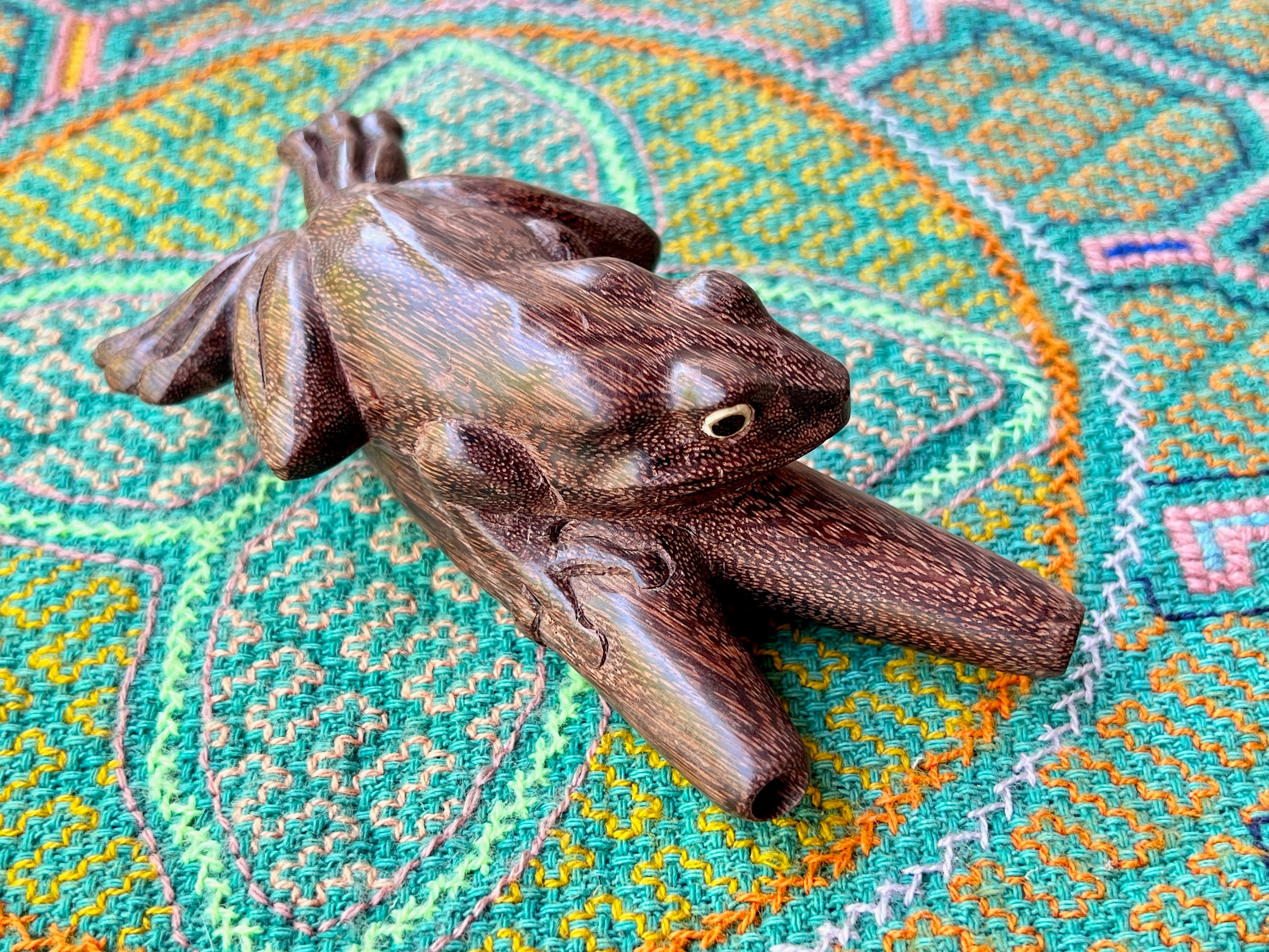 Monkey Tree Frog Totem Kuripe with Beautiful Detail, Hand Carved from a ...