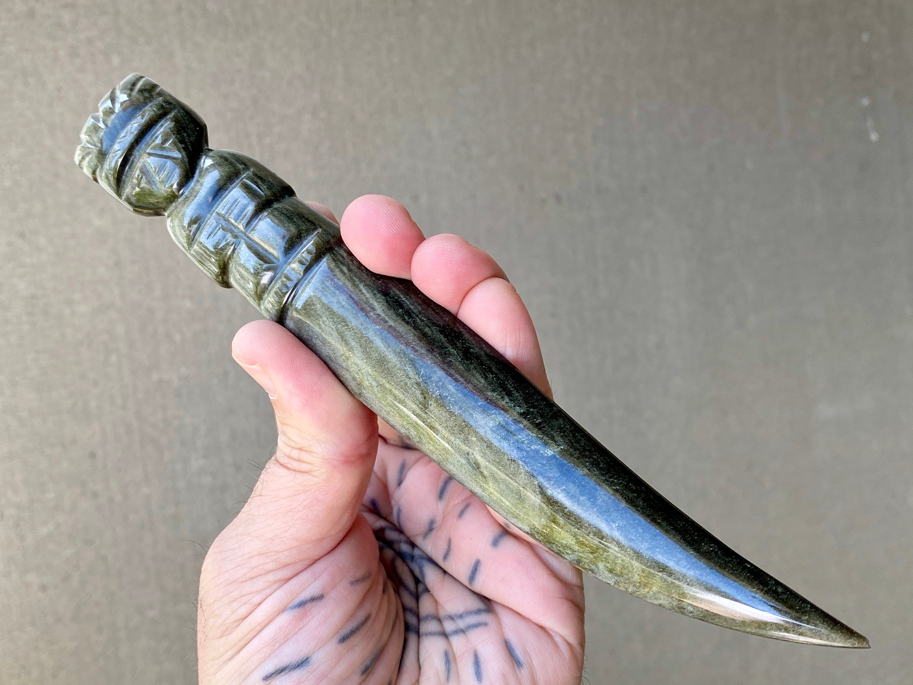 Ceremonial Dagger, Silver Sheen Obsidian Dagger, Mayan Athame ...