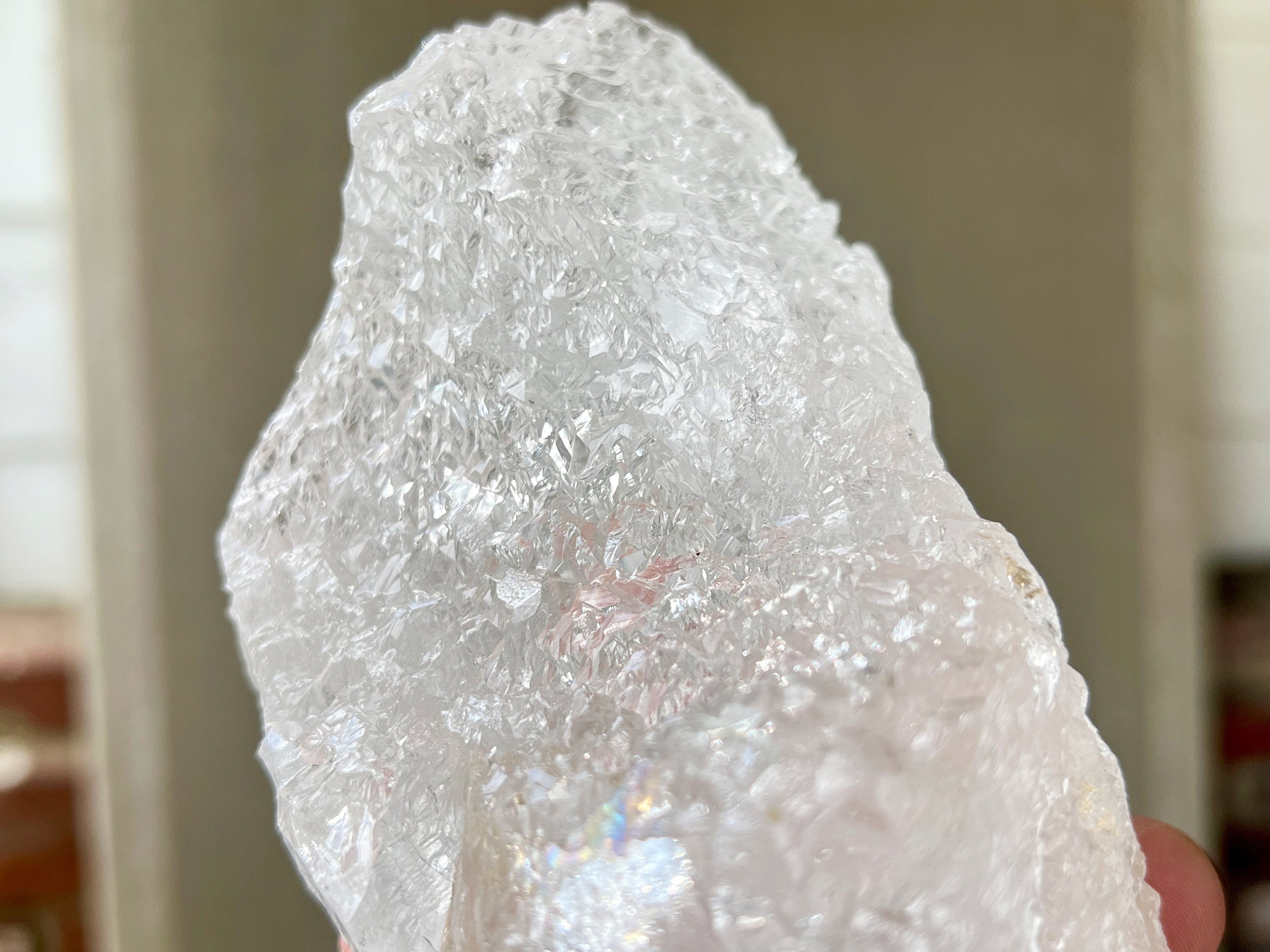 Ice Quartz Crystal with Rainbow, Large Dissolution Quartz Crystal (775g ...