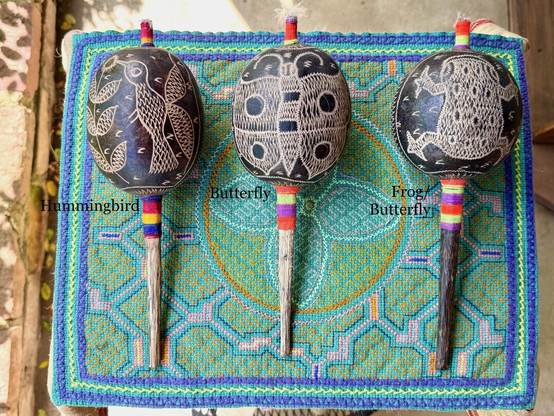 Shaman Rattle - Hummingbird, Butterfly or Frog, Traditional Large ...