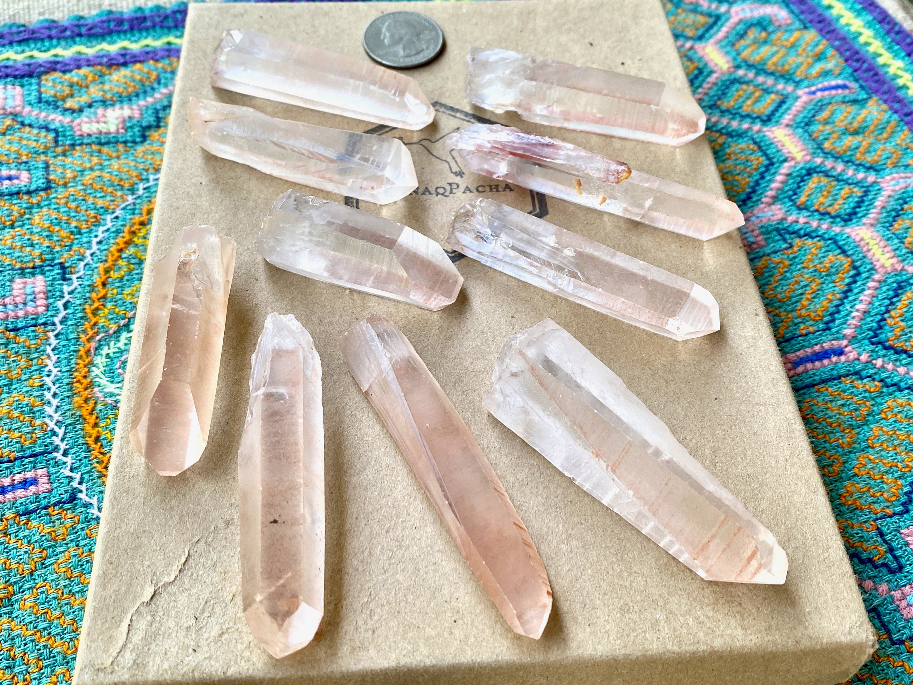 Coral Pink Lemurian Quartz Lot, 10 Pieces, New Find, Water Clear Pink Lemurians, Minas Gerais ...