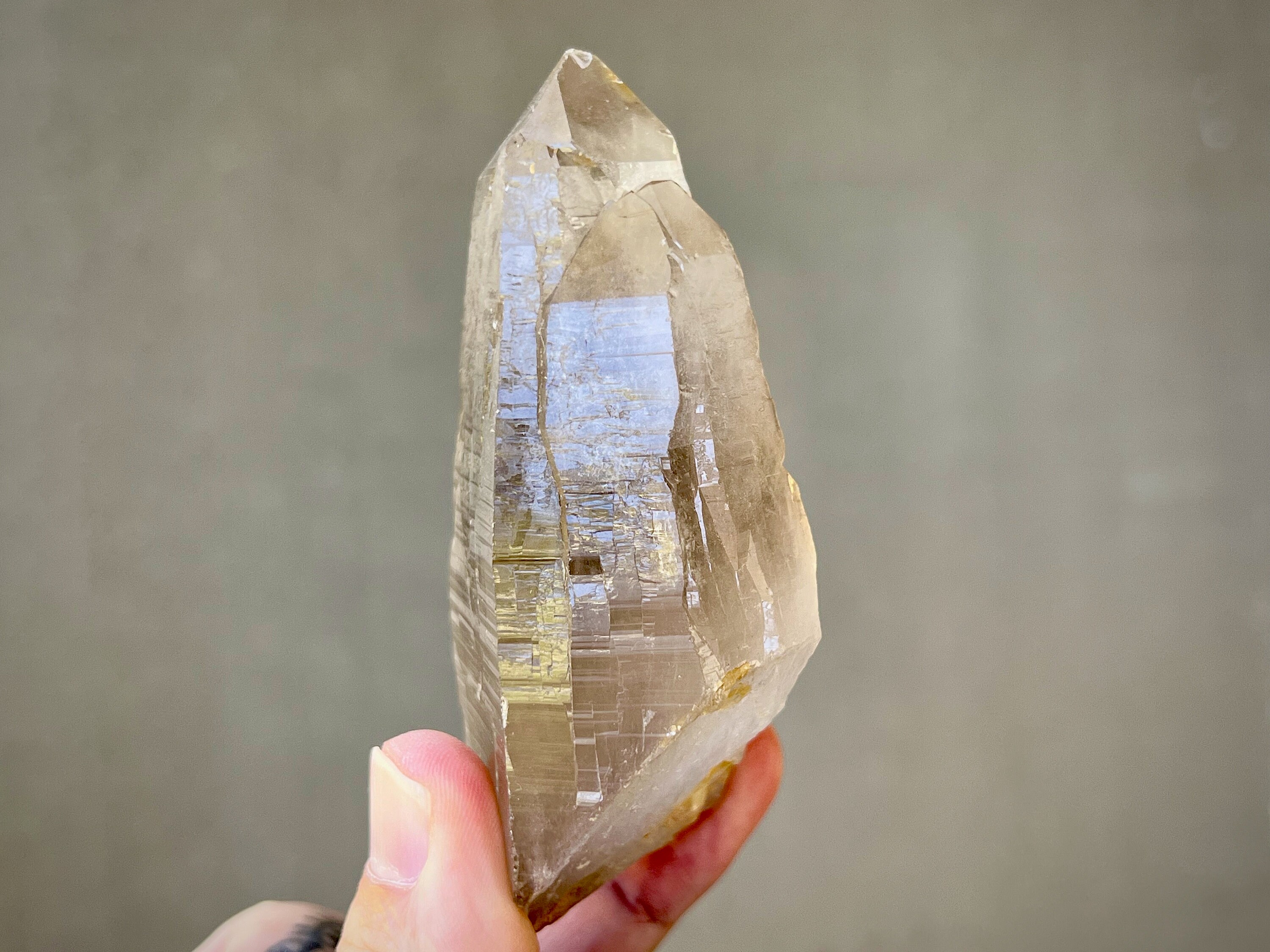 Smoky Cathedral Quartz Crystal with Beautiful Luster and Coded Etchings ...