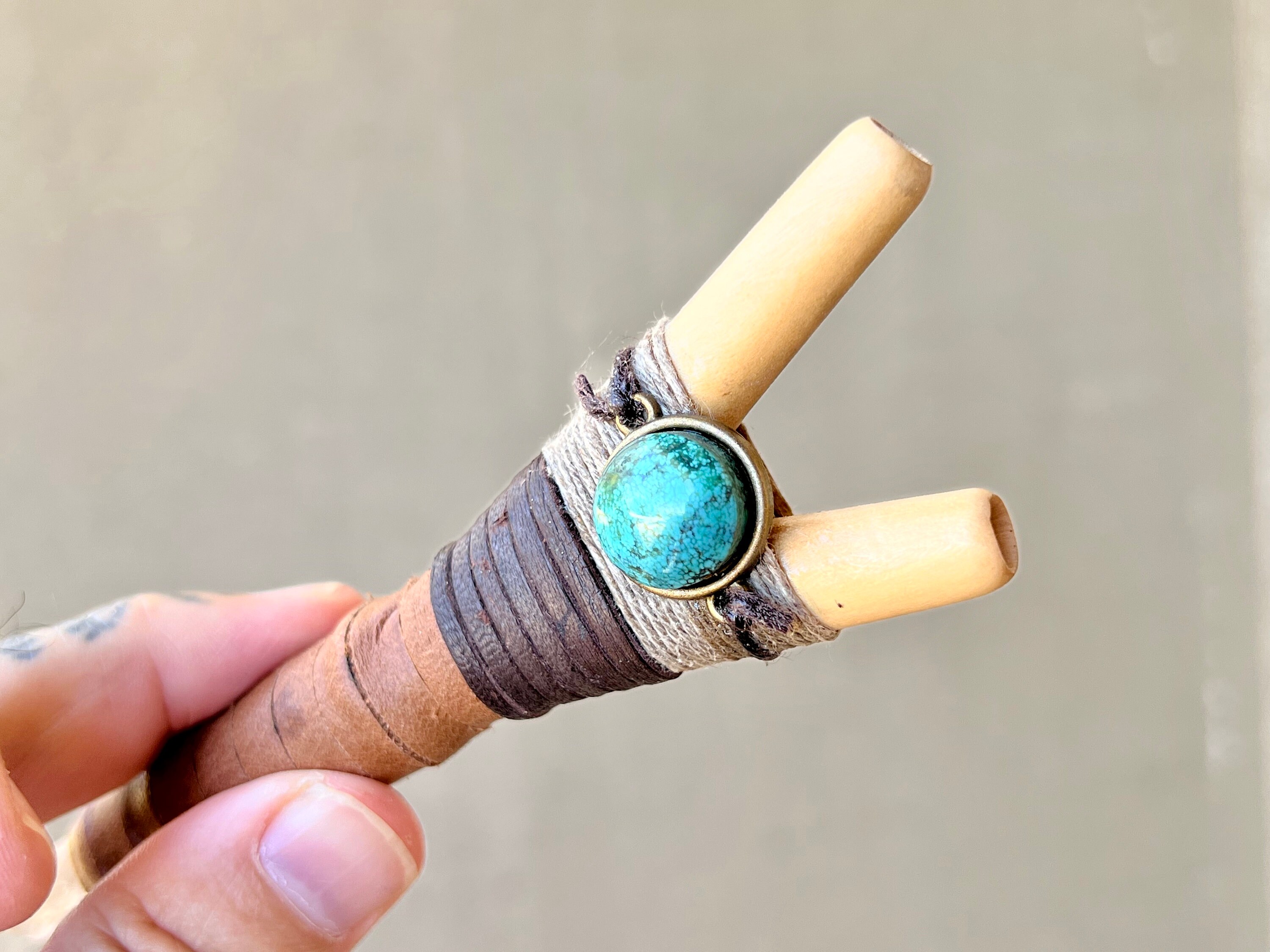 Kuripe, Single Block Kuripe with Chrysocolla and Pink Lemurian Quartz ...