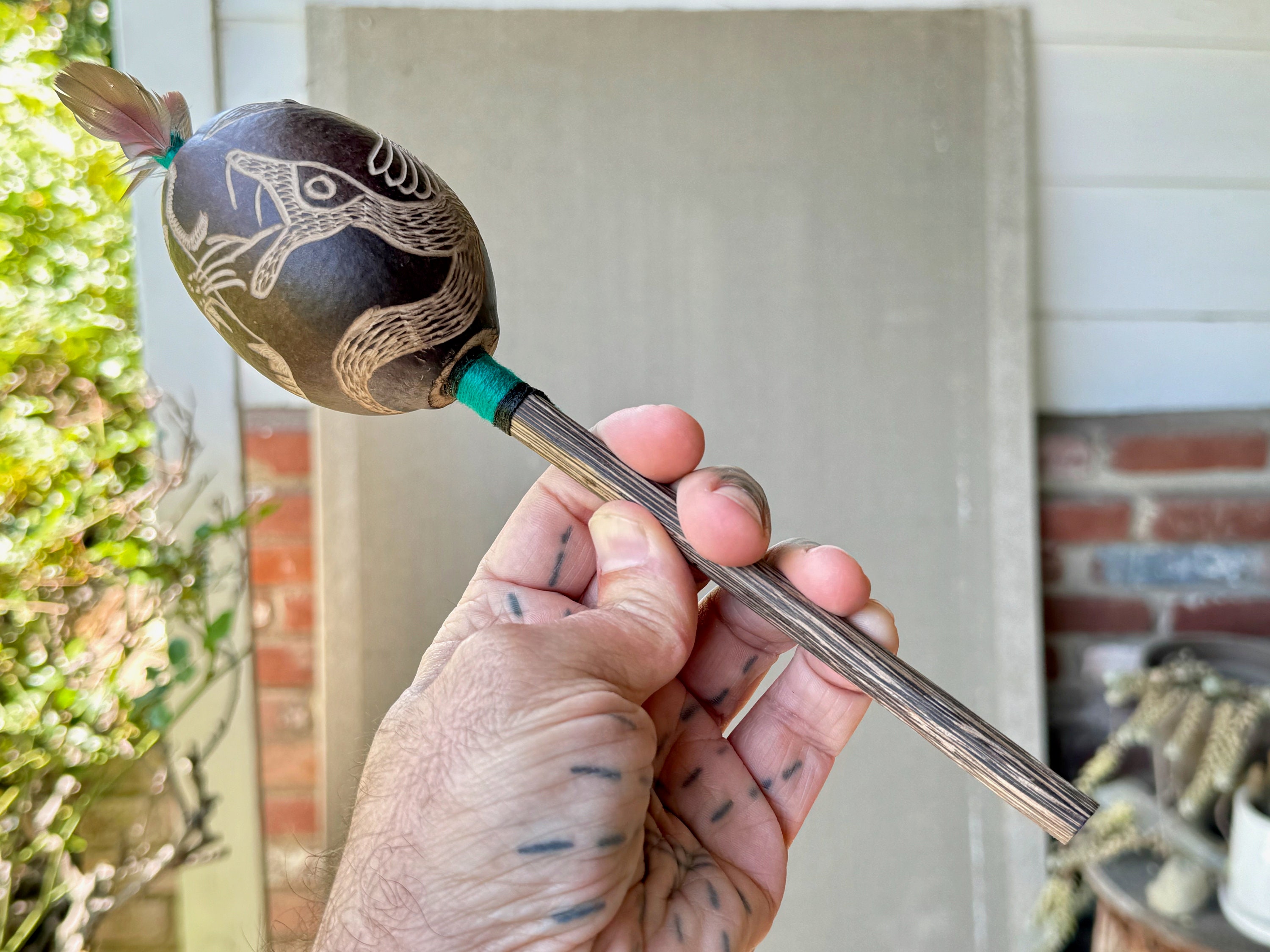 Shaman Rattle with Condor, Jaguar, Hummingbird and Serpent, Traditional ...